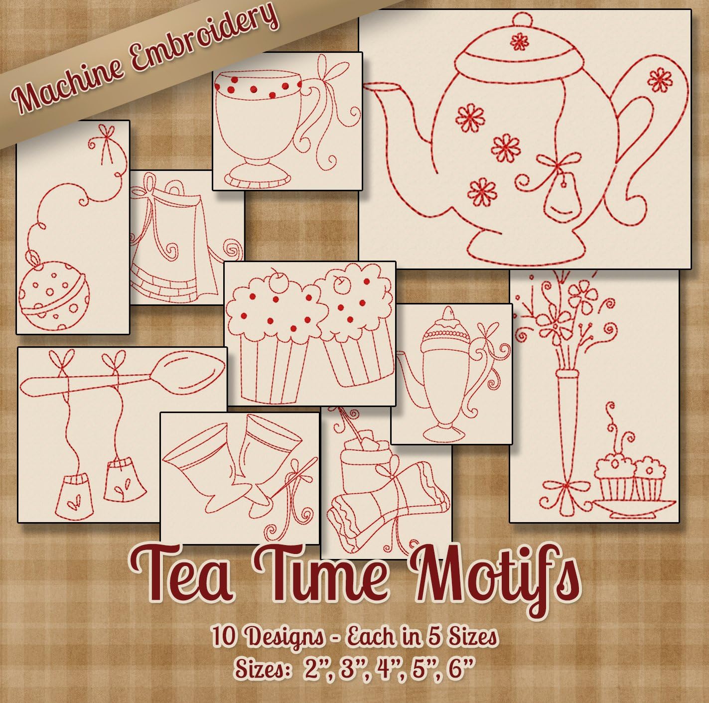 Amazon.com: Tea Time Motifs Redwork Embroidery Machine Designs on CD ...