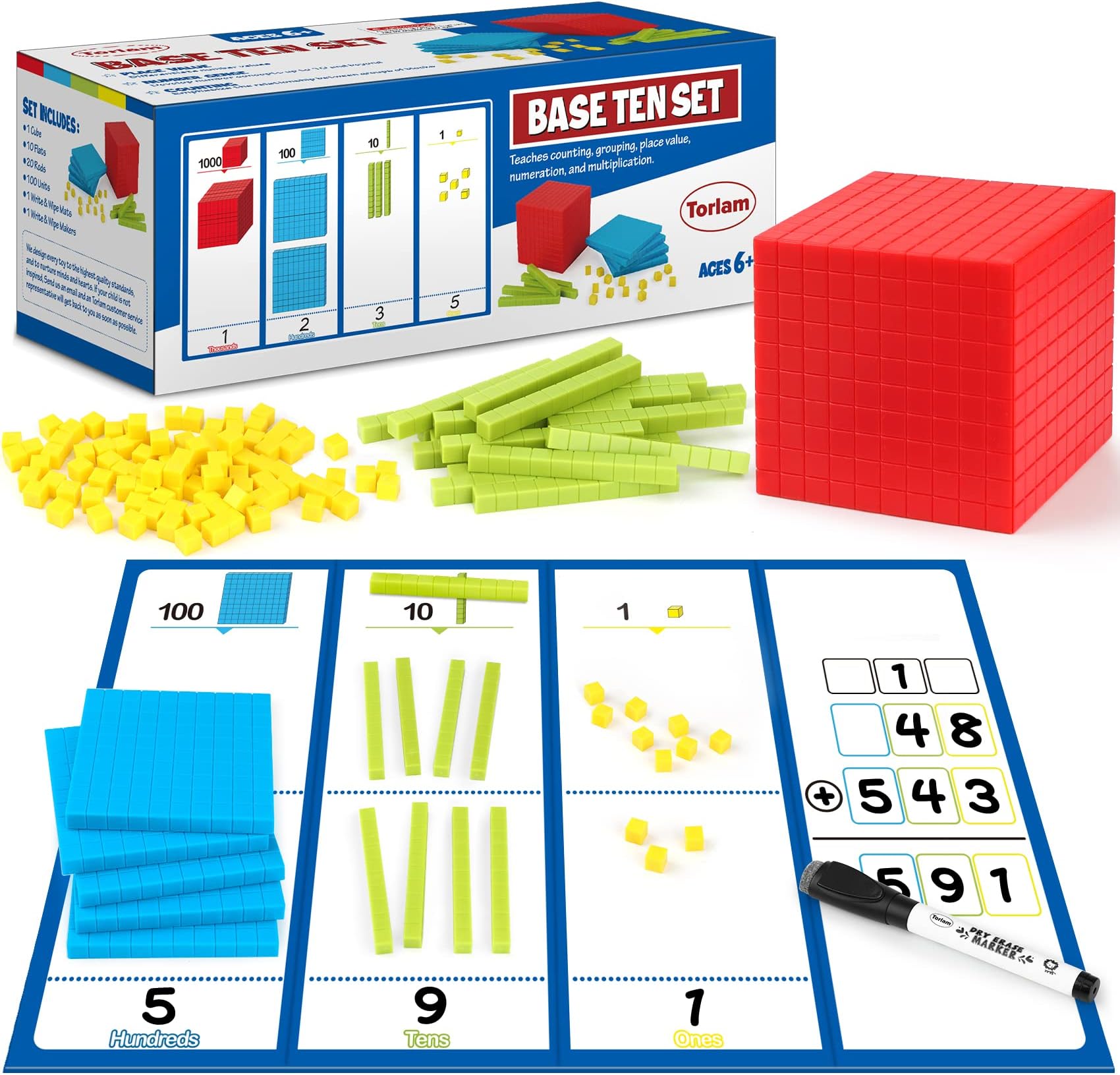Amazon.com: Learning Resources Plastic Base Ten Rods, Set of 50,Multi ...