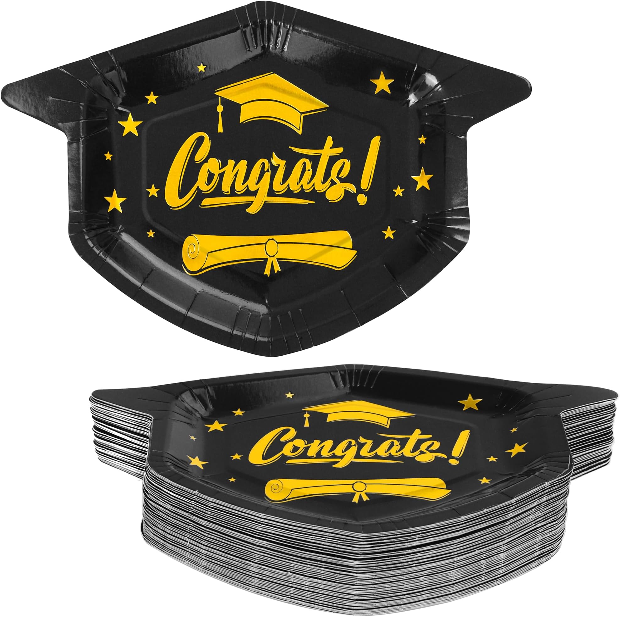 Amazon.com: Aneco 50 Pieces 2024 Graduation Cap Paper Plates Graduation ...