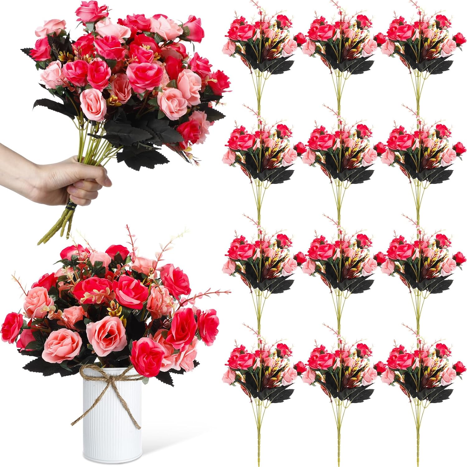 Amazon.com: Hotop 12 Bunches of Artificial Flowers Centerpiece 13 ...