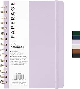Amazon.com : PAPERAGE Graph Paper Spiral Notebook & Journal, (Lavender ...
