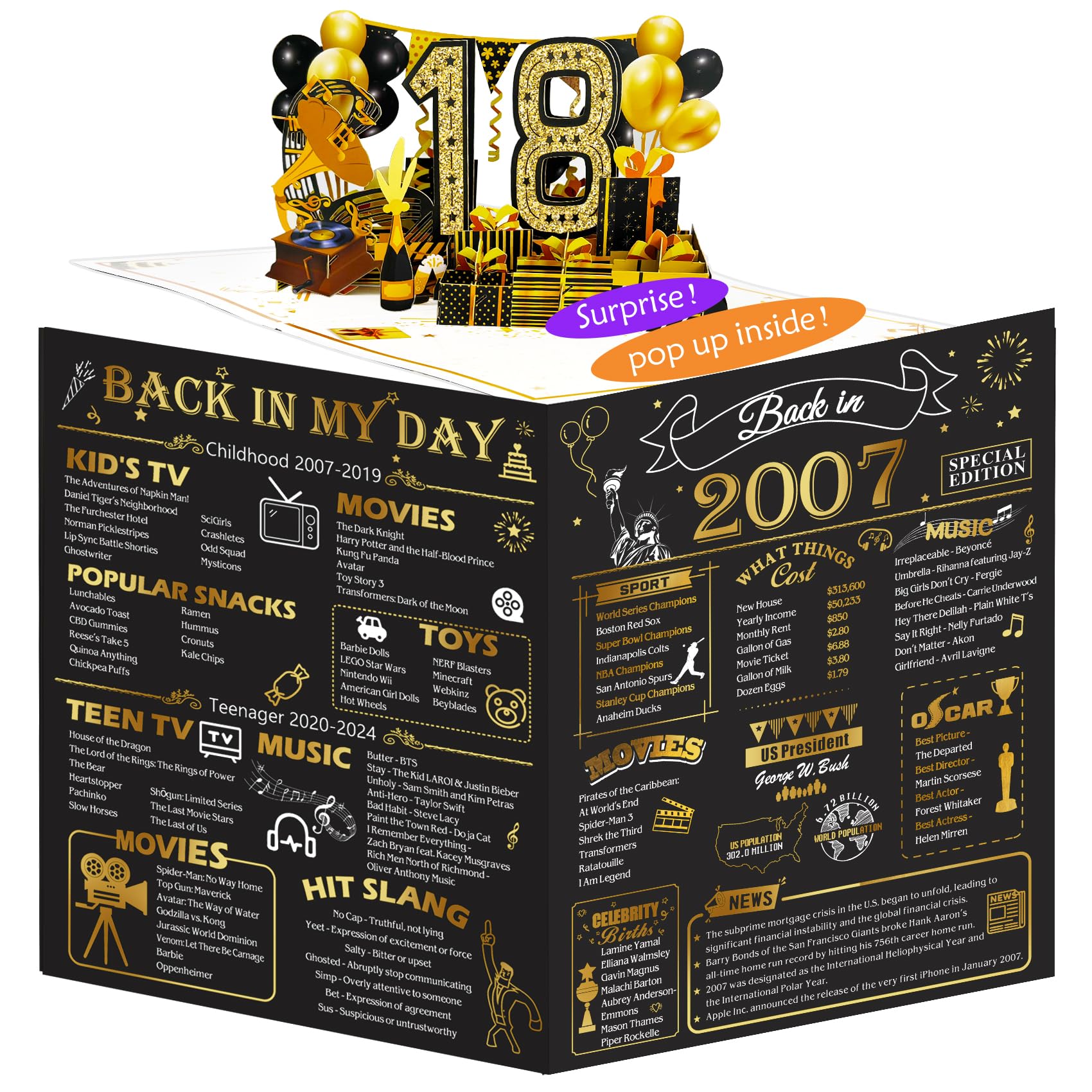 Amazon.com : OLOSONG 18th Birthday Card for Men Women, 3D Pop Up 18th ...