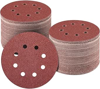 Amazon.co.jp: Sanding Discs 100 Sheets 4.9 inches (125 mm) 8 Holes ...