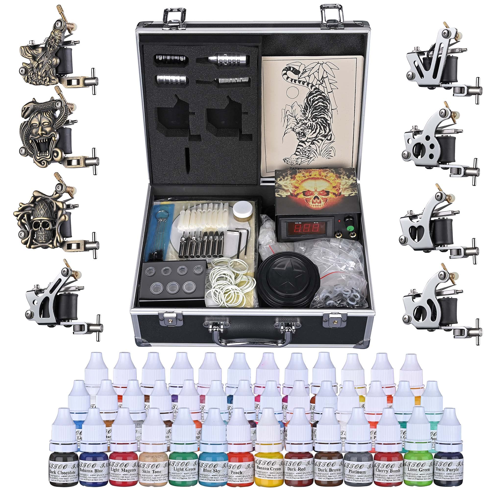Amazon.com: AW Professional Tattoo Machine Kit Complete 8 Retro Machine ...