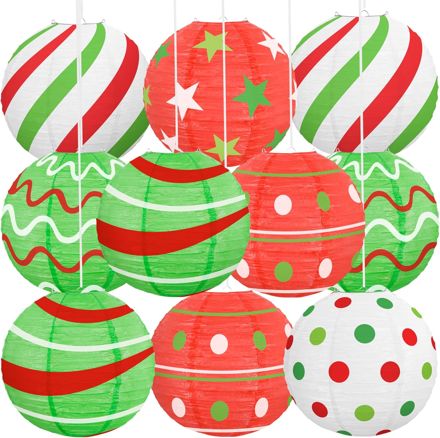 10Pcs Christmas Hanging Elf Paper Lanterns Party Decorations Indoor ...