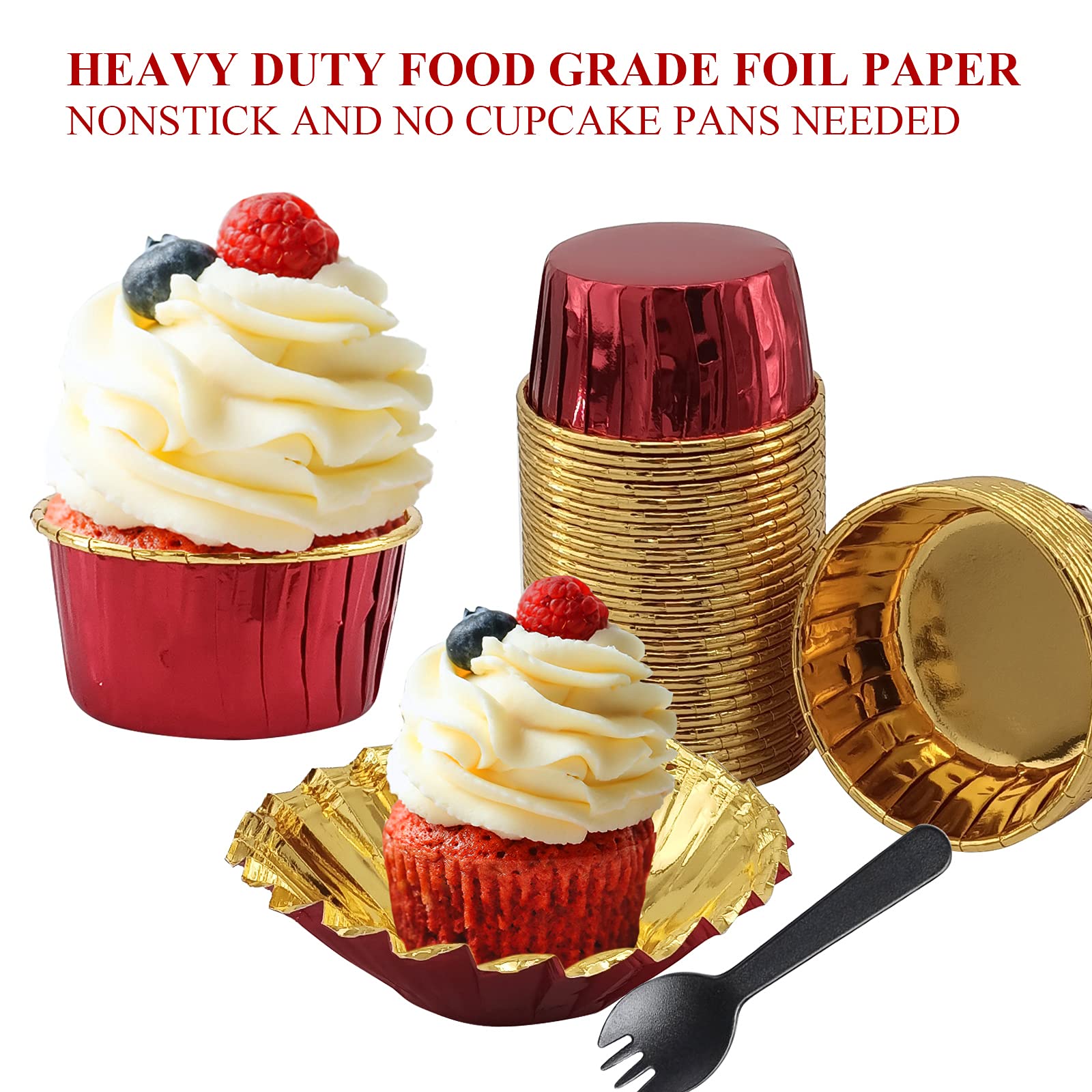 Cupcake Liners with Dome Lids 100 Pack,LNYZQUS 5.5Oz Foil Baking Cups ...