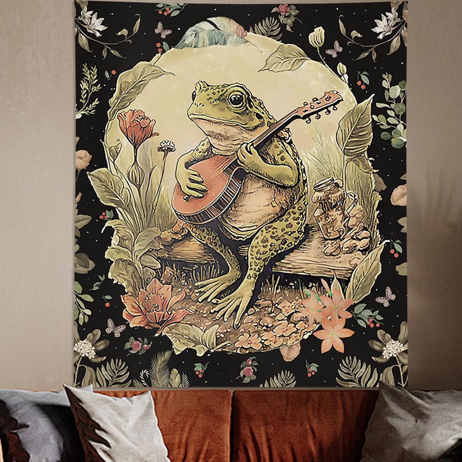 Amazon.com: Atrippy Vintage Green Frog Tapestry for Bedroom, Boho ...