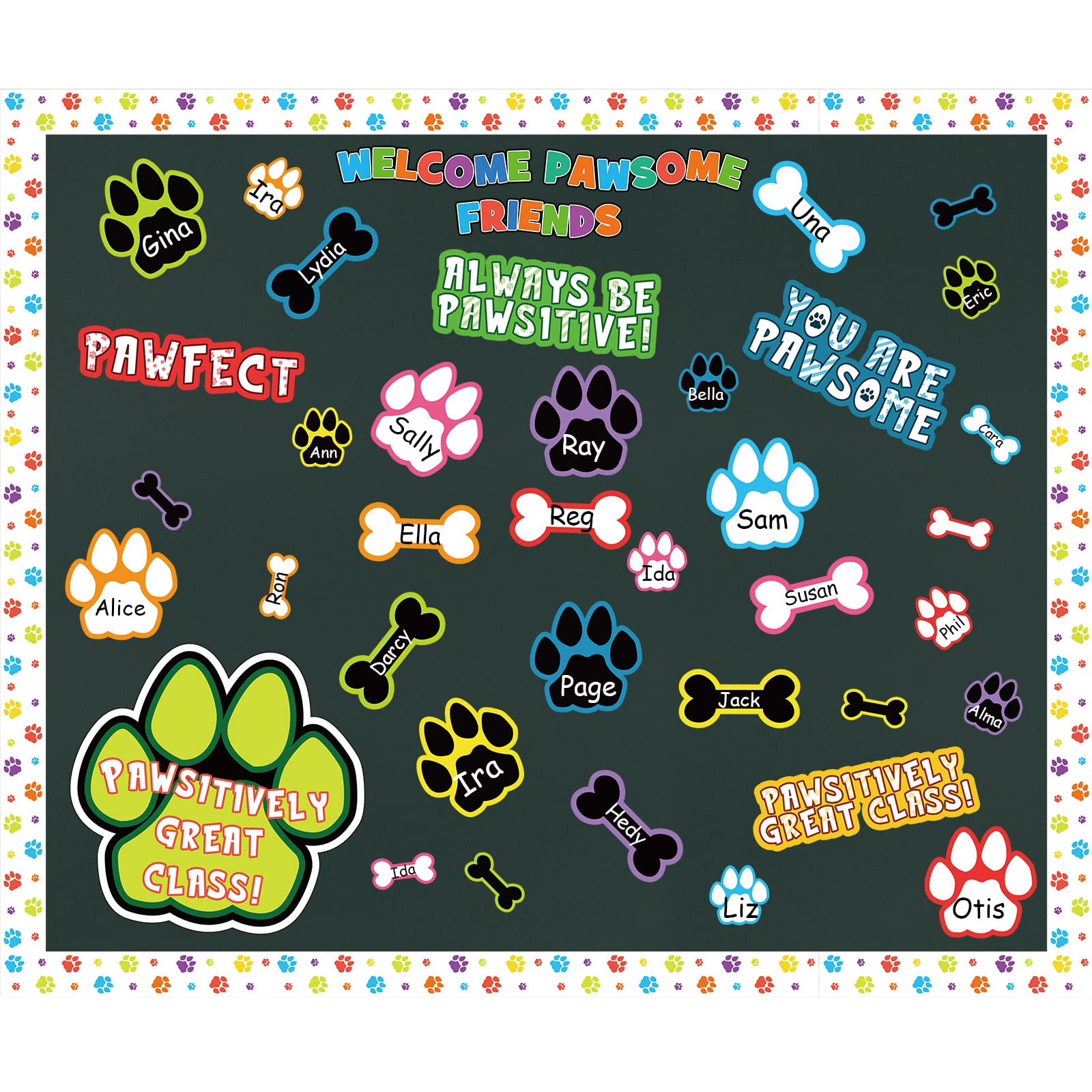 Amazon.com : 102 Pcs Paw Print Bulletin Board Set Welcome Pawsome ...
