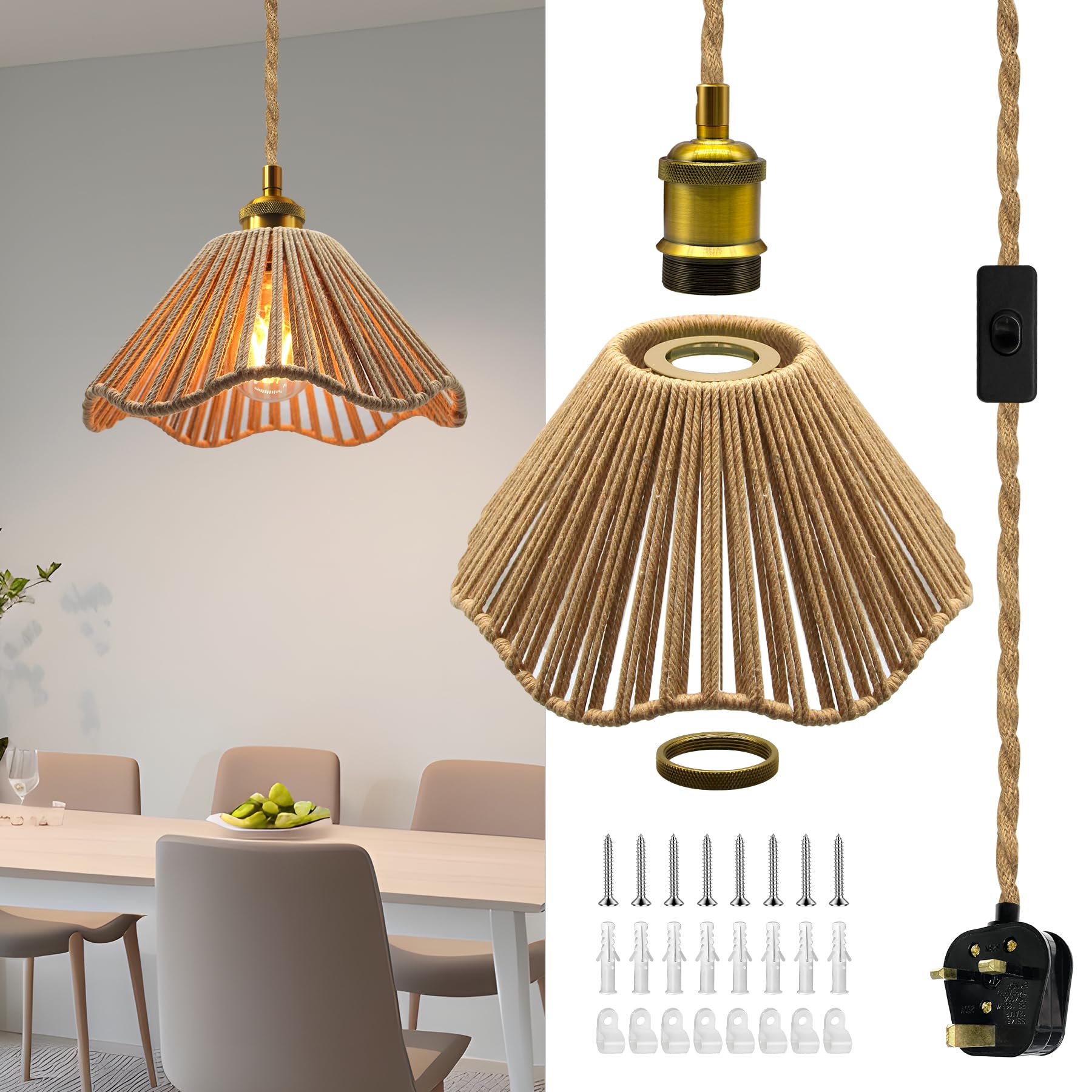 Rustic Plug In Pendants Orange Plug In Pendant Light, Ceiling Light,