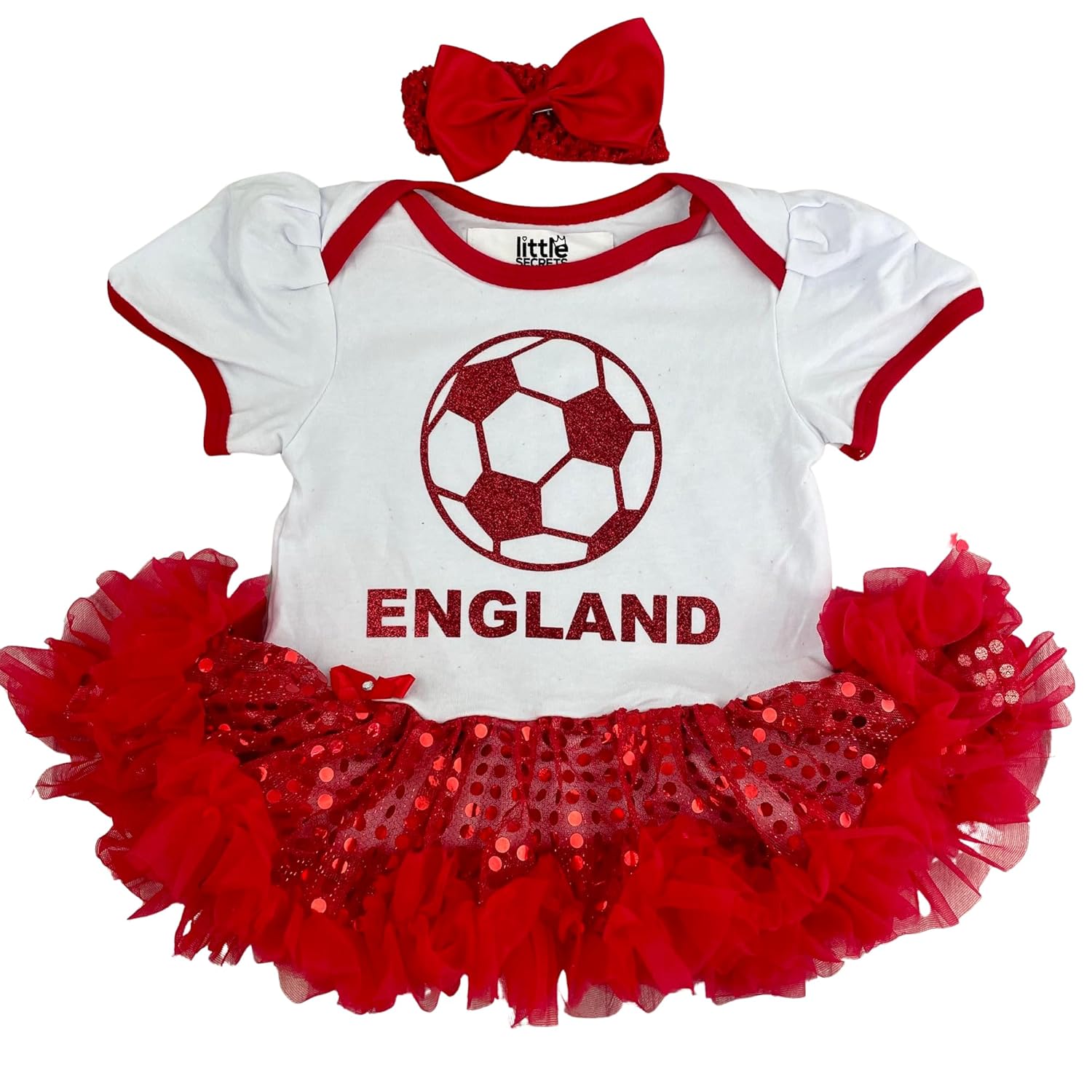 Baby Girls England Football Red Sequin Tutu Romper with Headband ...