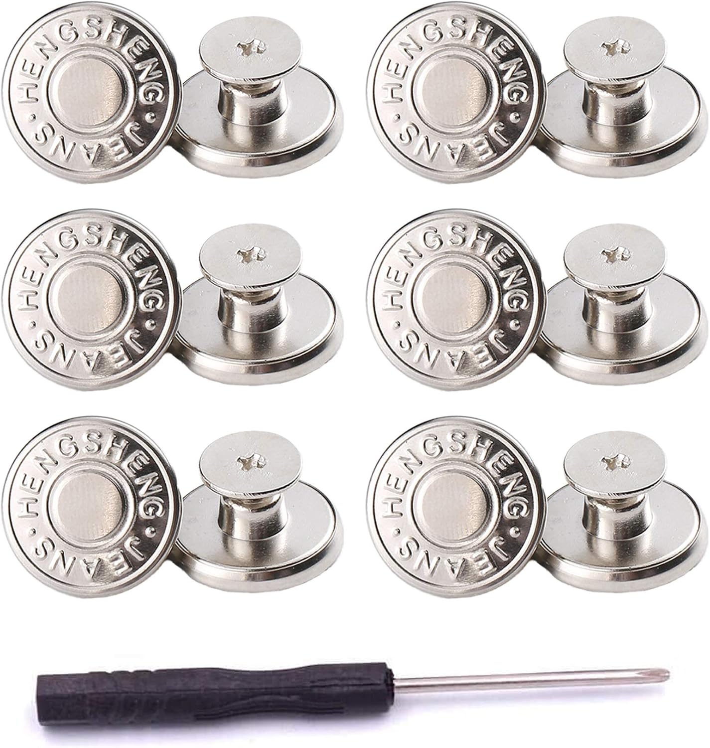 Amazon.com: ICEYLI 12 Sets Silver Jeans Buttons Replacement 17mm No ...