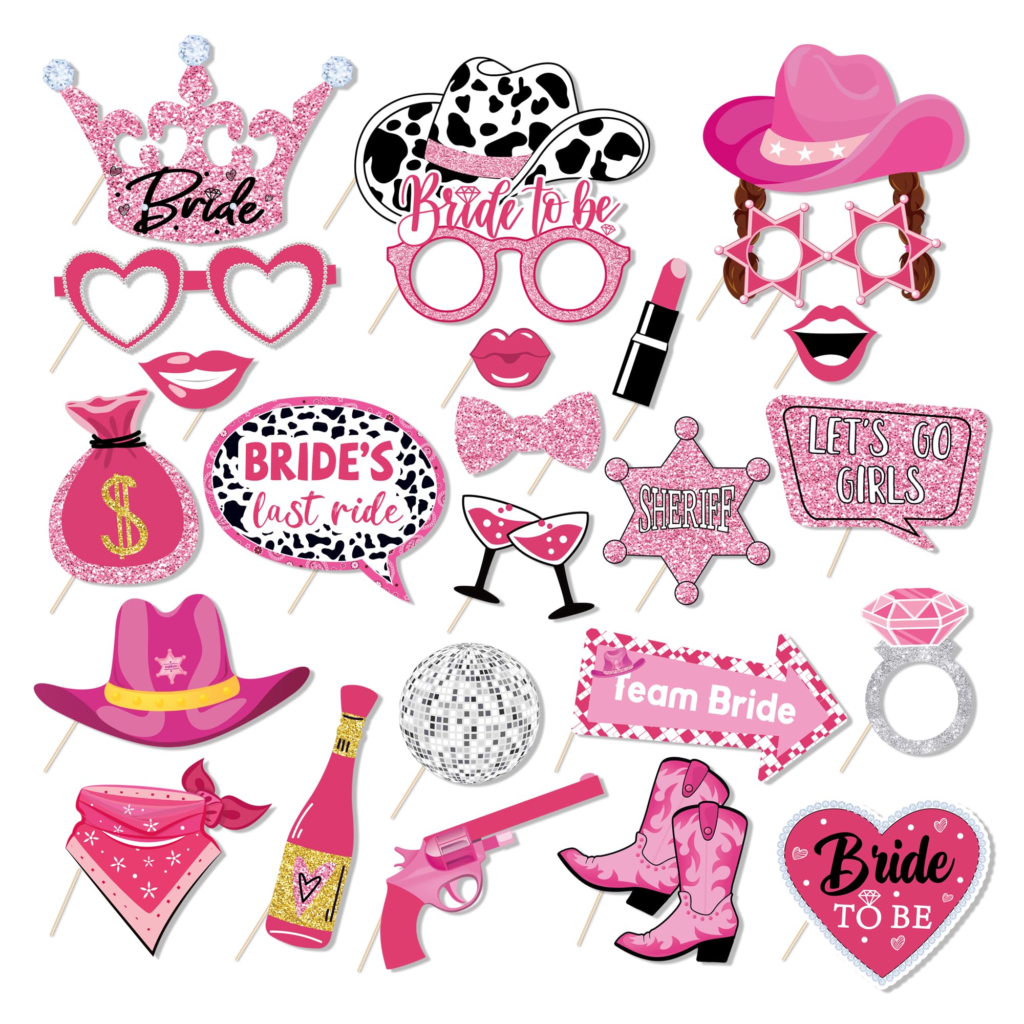 Buy 25 Pcs Western Cowboy Photo Booth Props Western Photo Booth Props ...