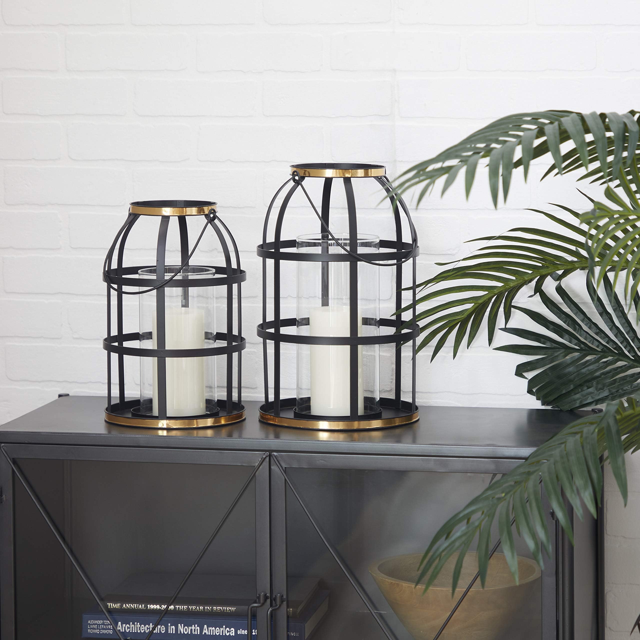 Amazon.com: Deco 79 Metal Candle Lantern, 9" x 9" x 16", Gold : Home ...