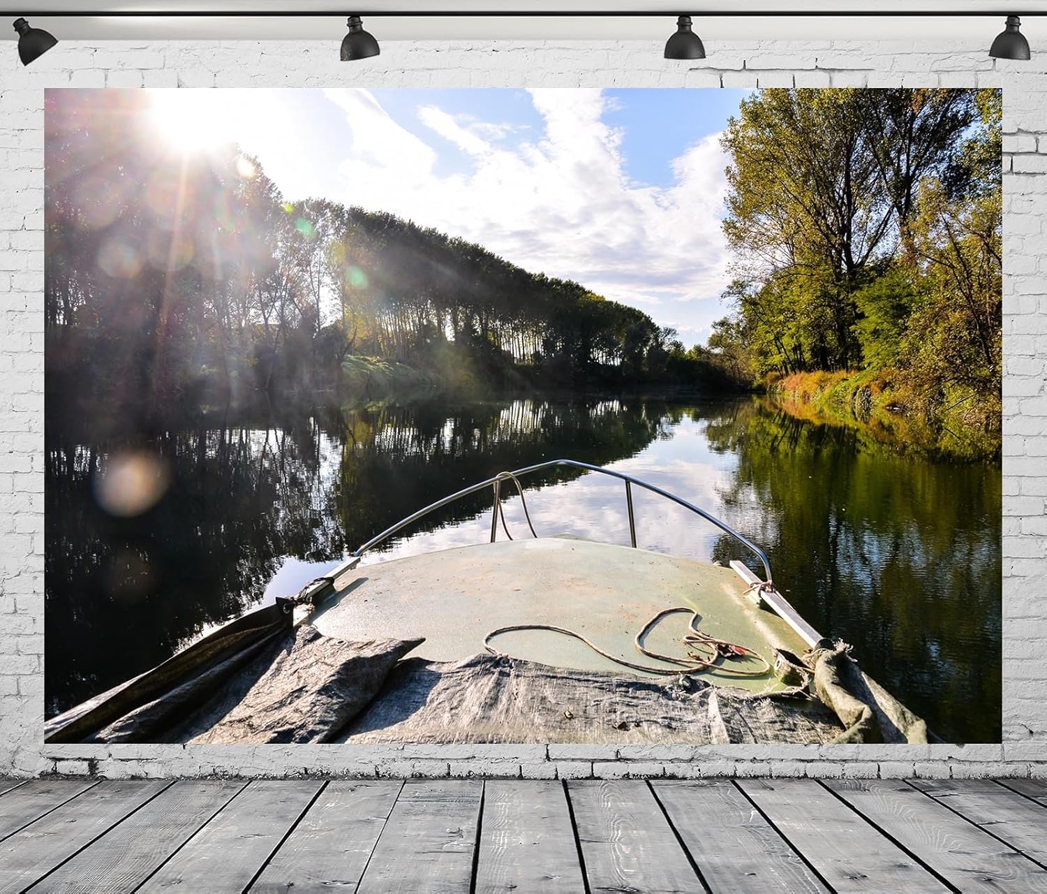 Amazon.com : CORFOTO Lake Water Fishing Boat Backdrop Fabric 8x6ft ...
