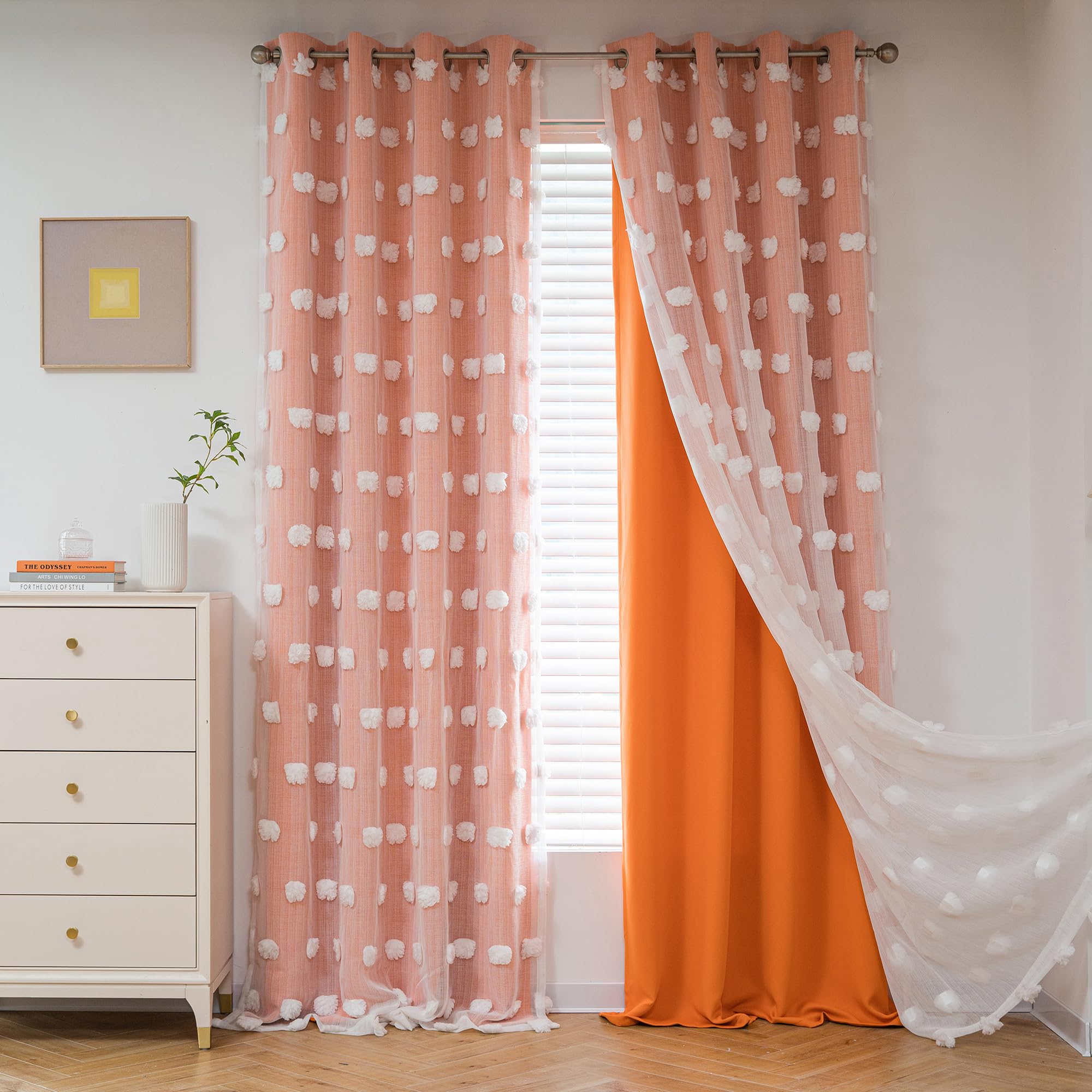 Amazon.com: MYSKY HOME Orange Blackout Curtains for Living Room Girls ...