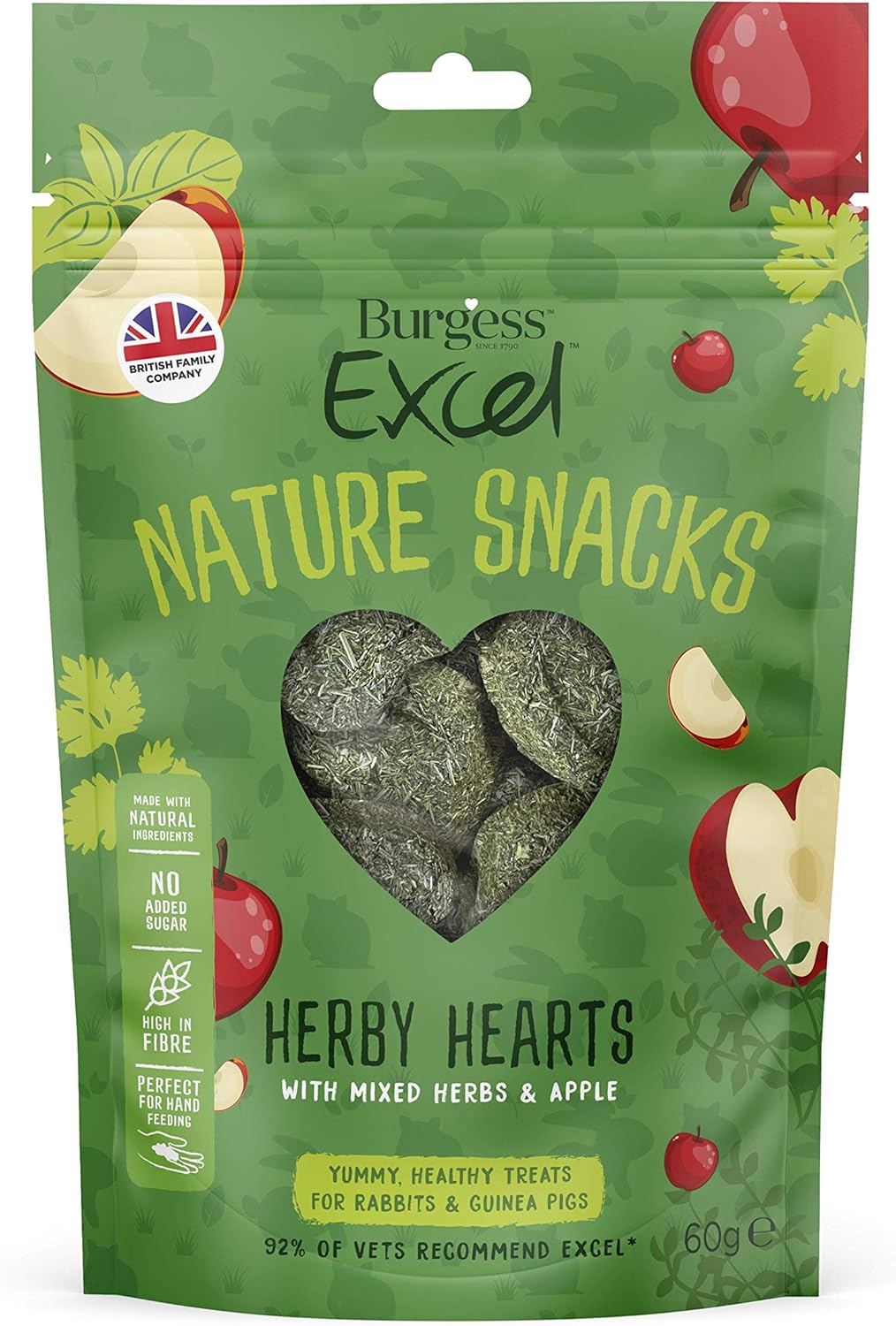 Burgess Excel Herby Hearts Treats For Rabbits and Guinea Pigs, 60g ...