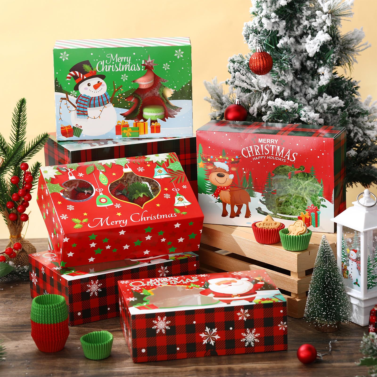 Amazon.com: Funnymoom 28 Pcs Christmas Cookie Boxes with Lid and Mini ...