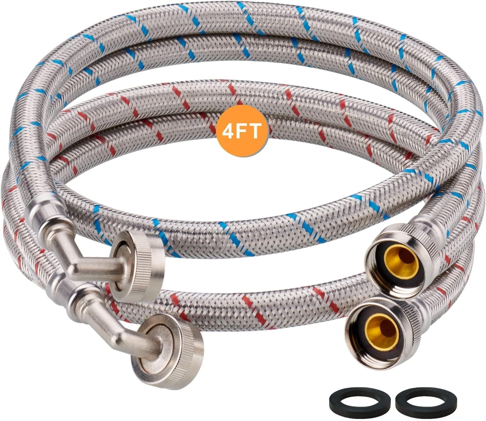 Amazon.com: Washing Machine Hoses (4FT) - Burst Proof - 3-Layer PVC ...
