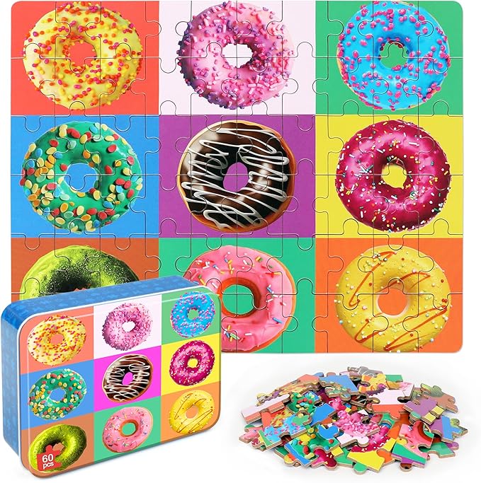 Amazon.com: LELEMON Puzzles for Kids Ages 4-6, Donut Puzzle 60 Piece ...
