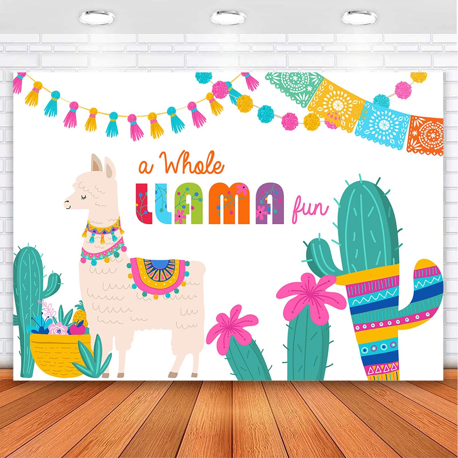 Amazon.com : Avezano Fiesta Llama Backdrop A Whole Llama Fun Birthday ...
