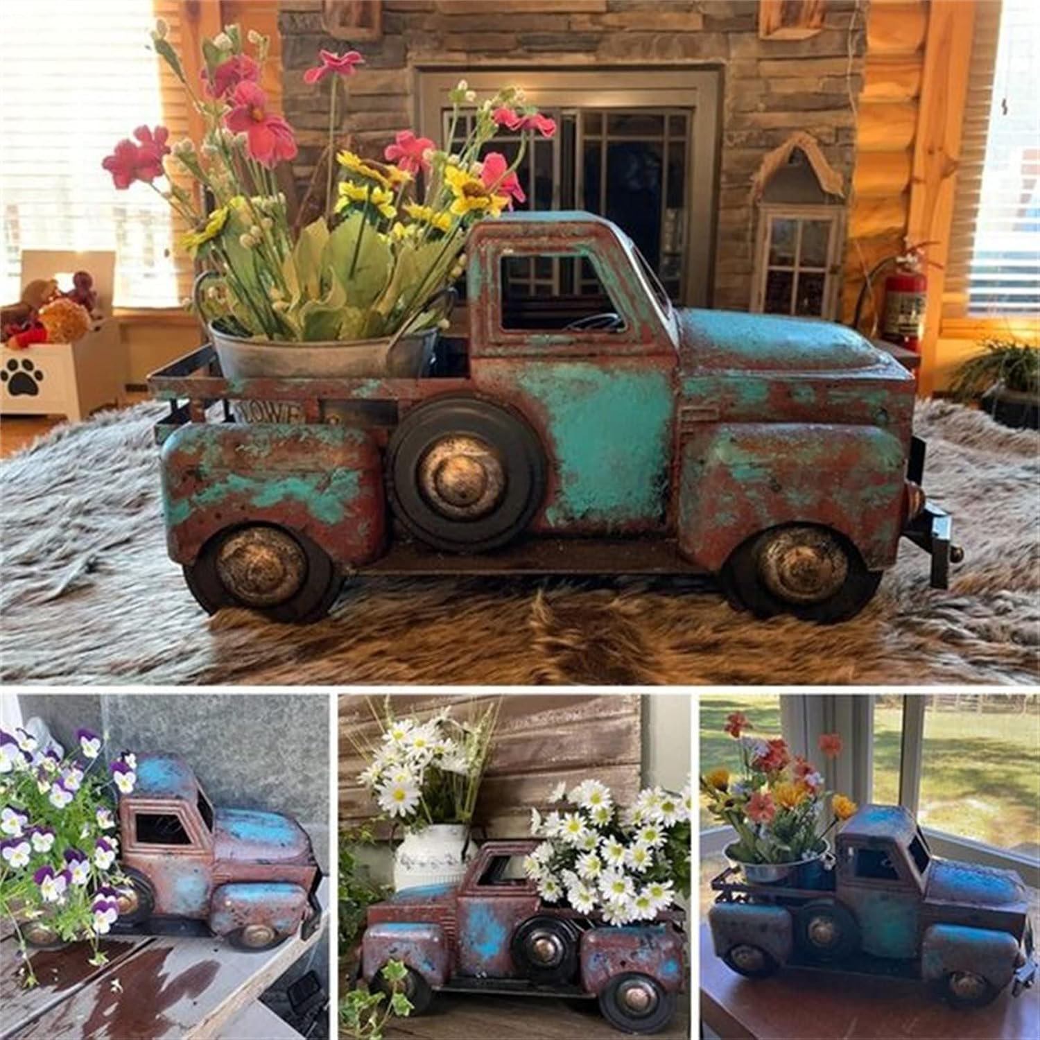 Amazon.com: ASOBIMONO Retro Style Truck Flower Pot, Resin Adorable Cars ...