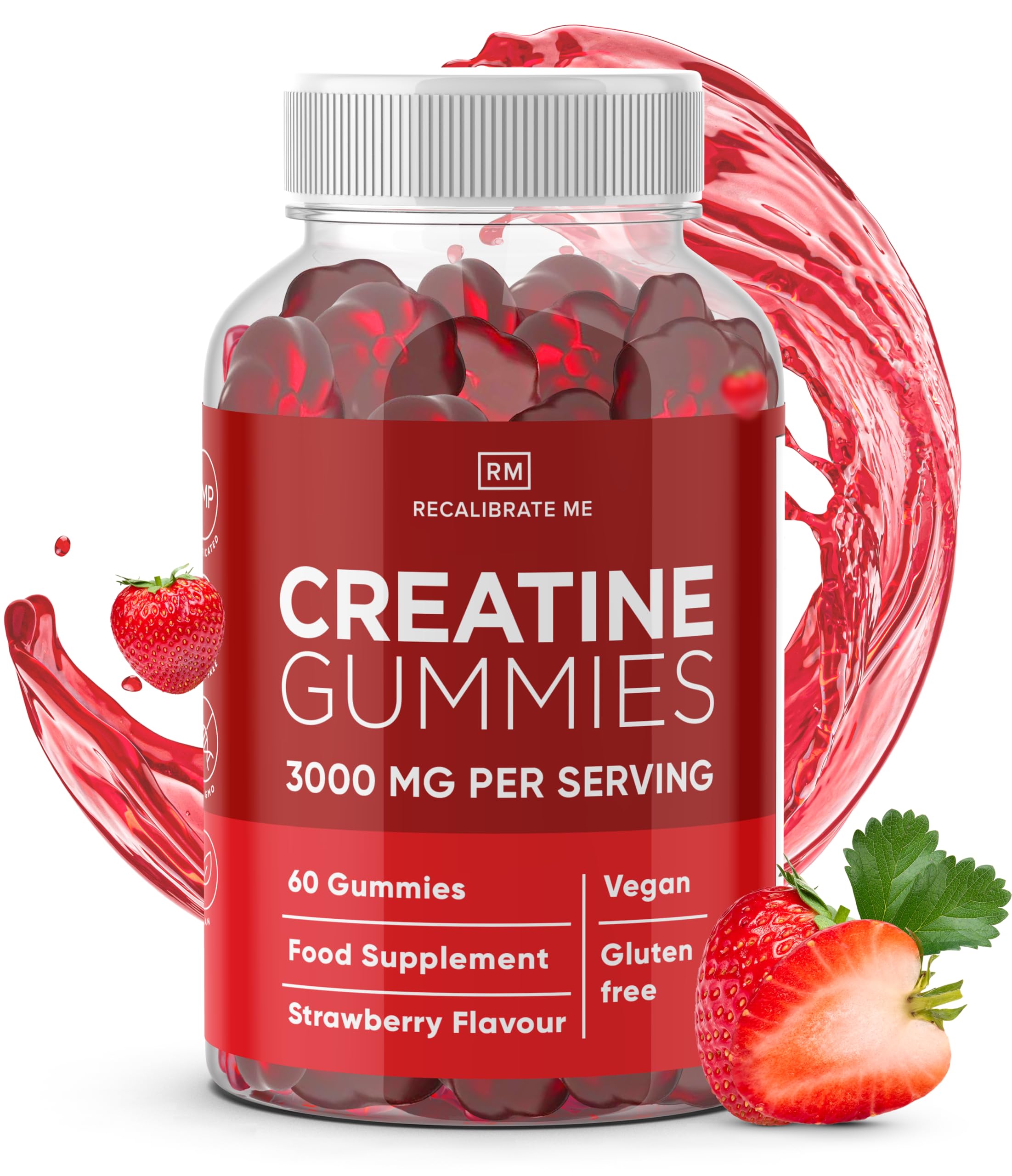 RM Creatine Gummies 3000mg - 60 Gummies, Strawberry Flavour - Creatine ...