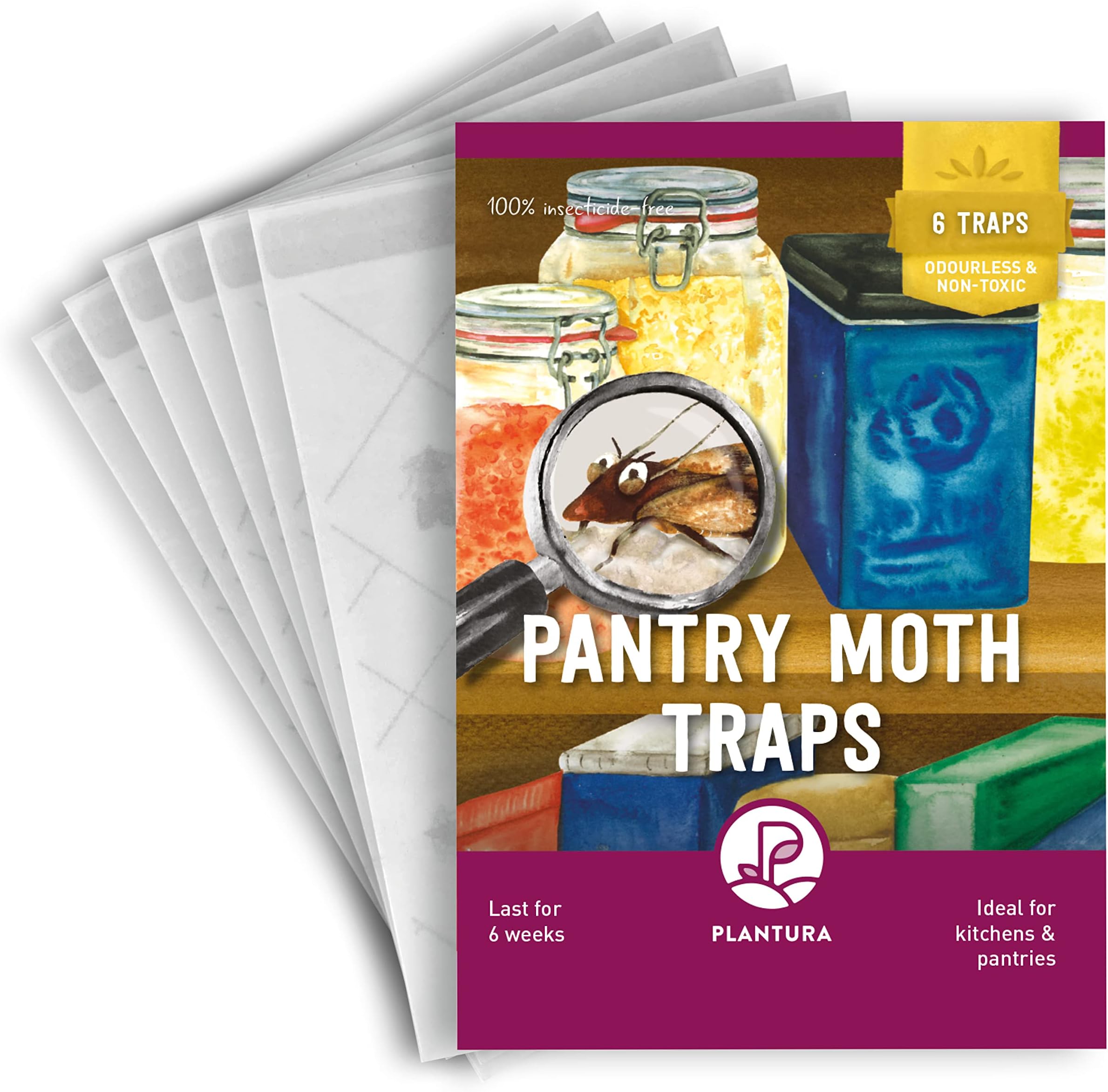 PIC Pantry Moth Trap – Kitchen Moth Traps – 6x – with Infused Pheromone ...