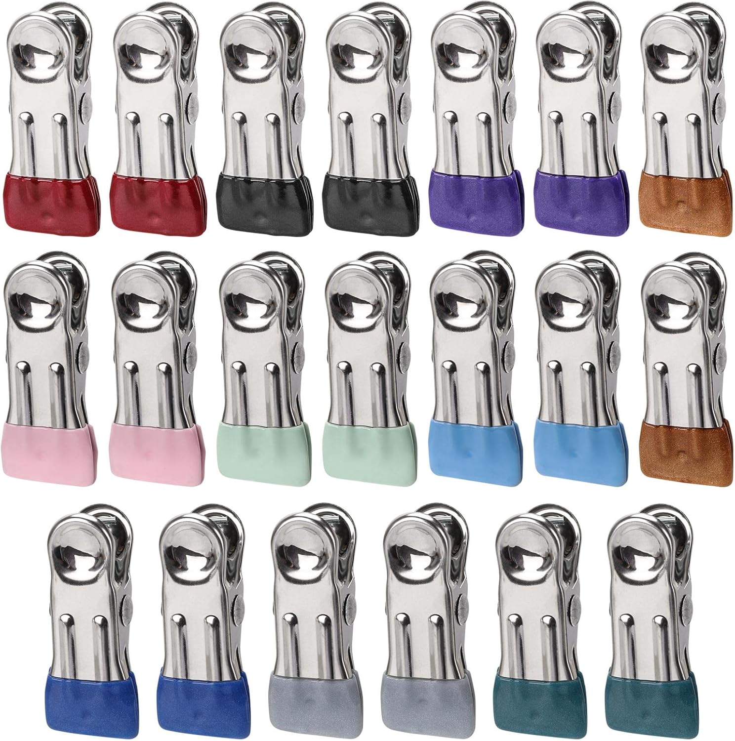 Amazon.com: 20 Piece Colored Clothespins Metal Heavy Duty Clothes Clips ...
