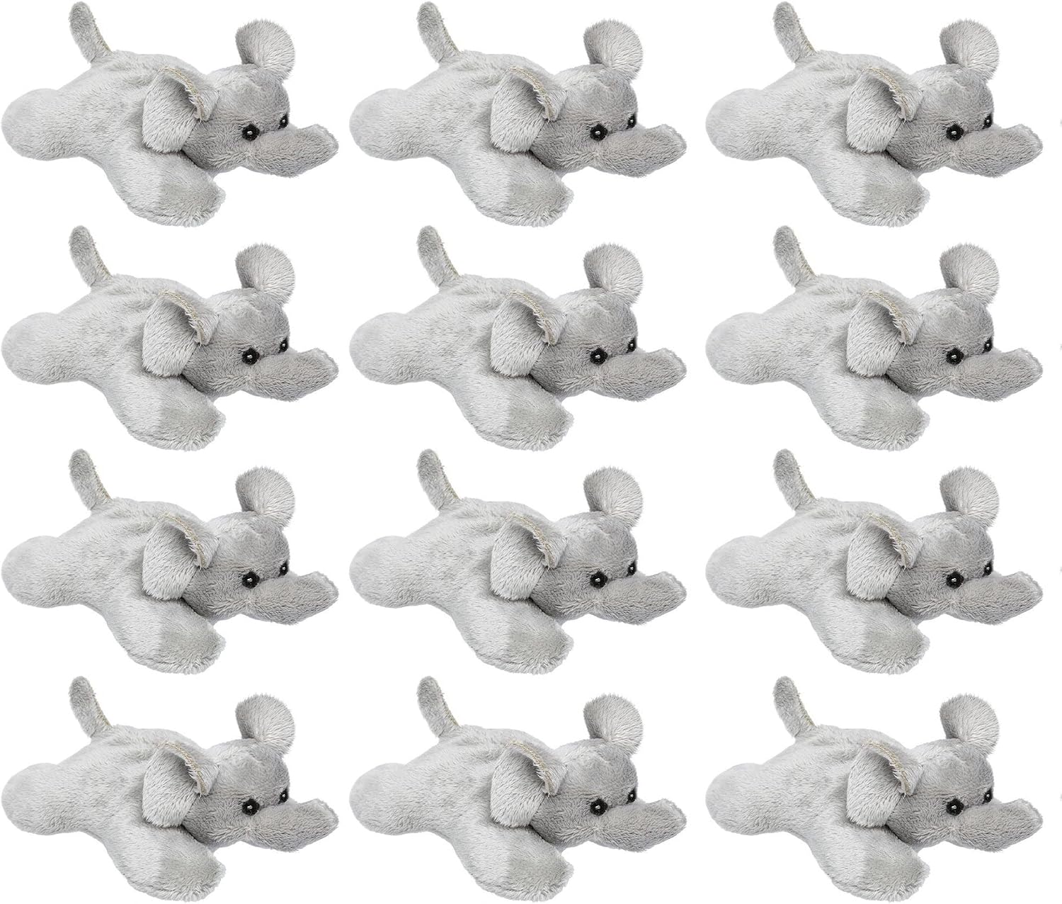 Amazon.com: Wildlife Tree 12 Pack Mini Elephant Plush - Bulk Zoo Animal ...