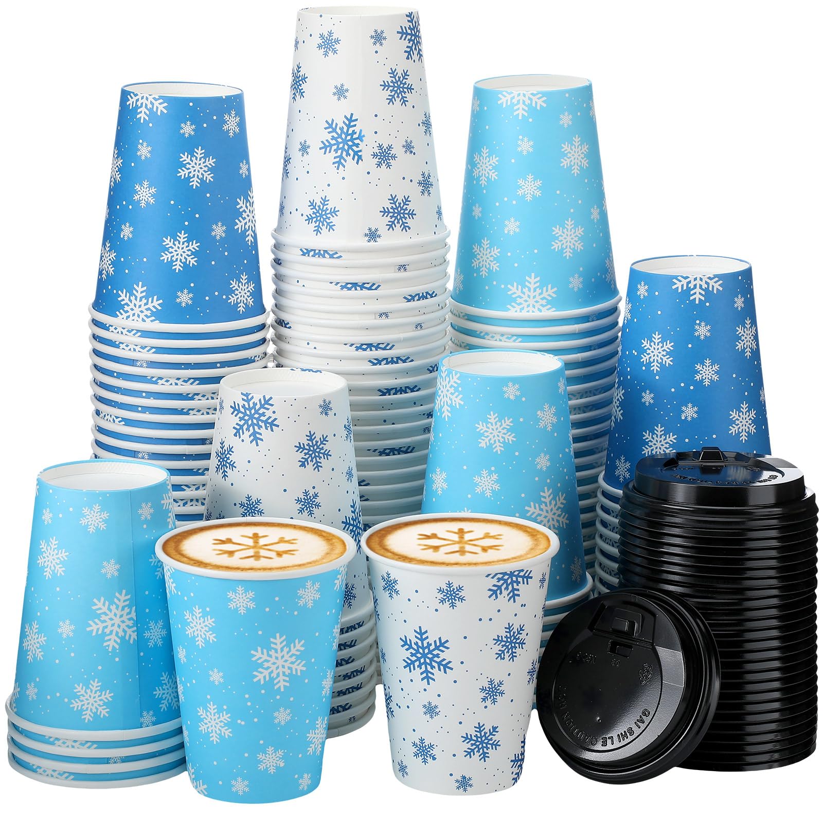 Amazon.com: Suclain 120 Pack Snowflake Disposable Coffee Cups with Lids ...