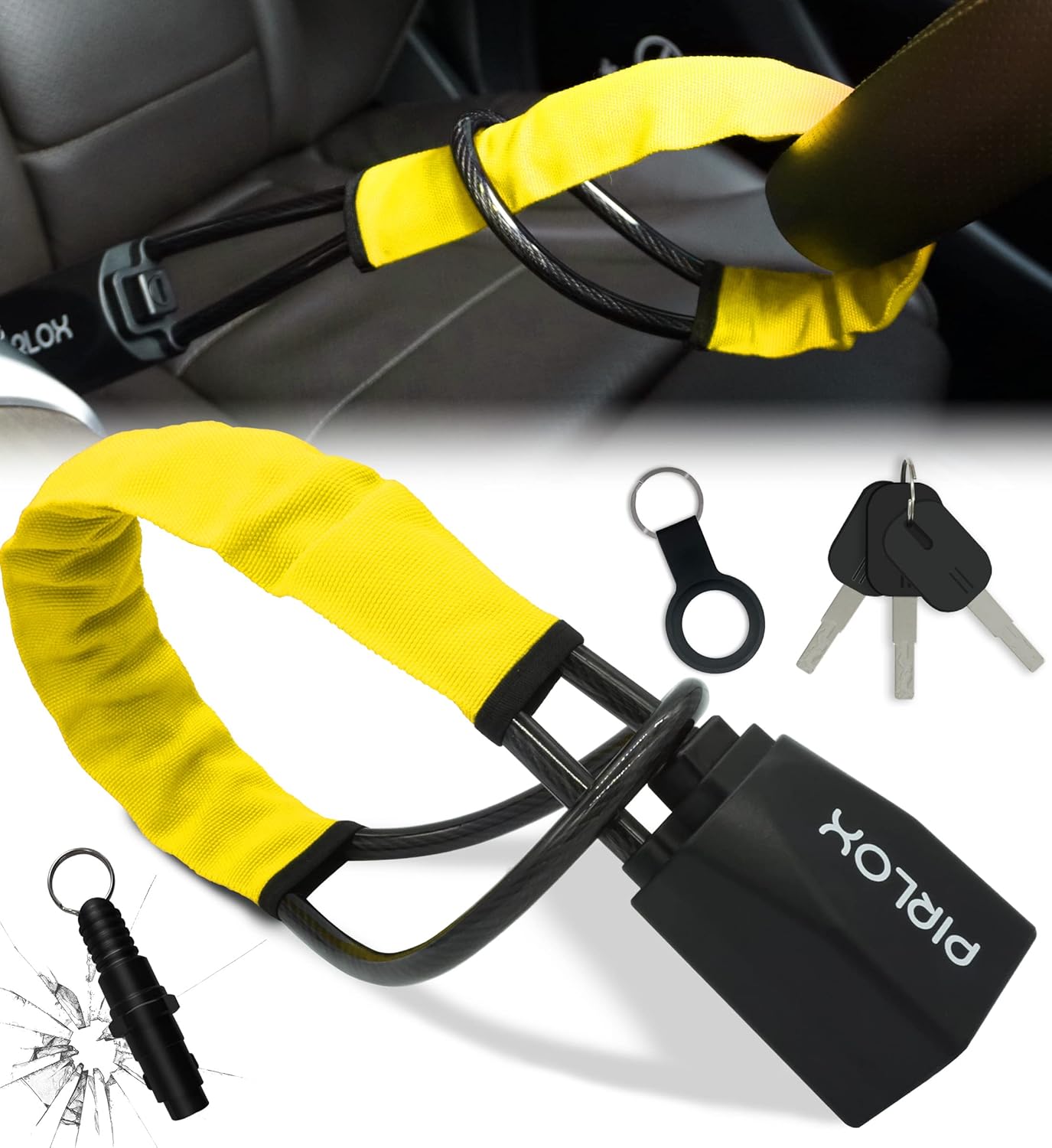 Amazon.com: PIRLOX Steering Wheel Lock Anti Theft Car Device, Wheel ...