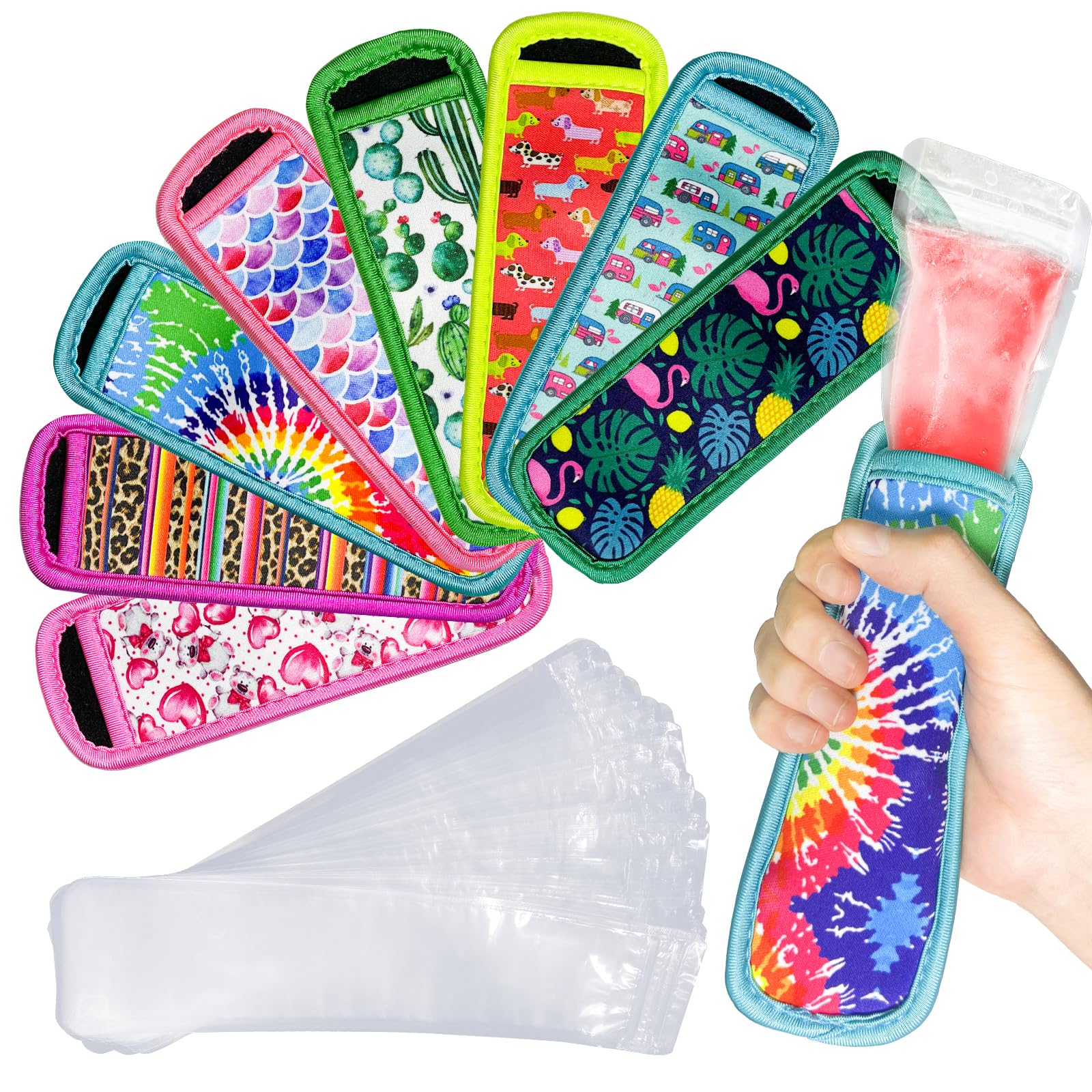 Snapklik.com : TOWLUP 8 Popsicle Sleeves & 100 Ice Pop Bags Set ...