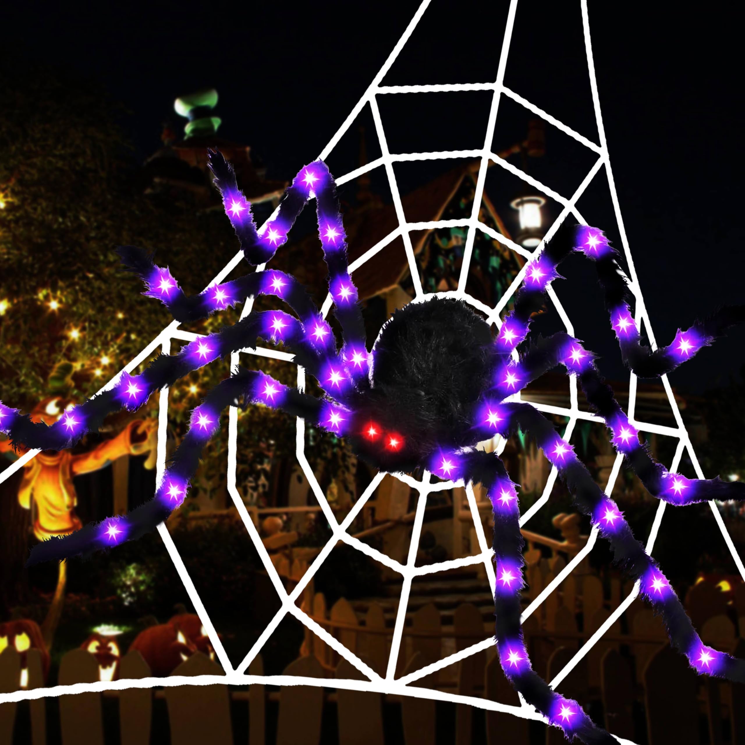 Amazon.com: Spider Web Lights Halloween Decorations - 16.5Ft Spider Web ...