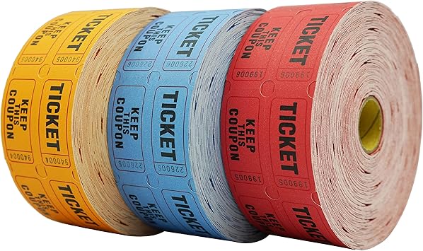 Amazon.com : DNB 3000 Pairs Raffle Tickets - 3 Color Set of 1000 2 x 2 ...