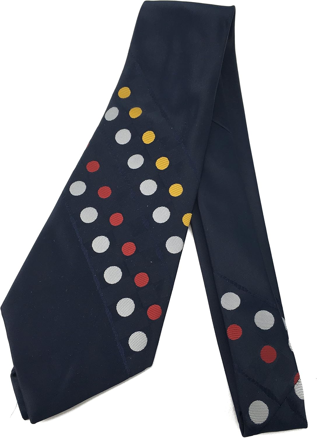 Retro Spotty Tie - Vintage Jacquard Weave Wide Kipper Necktie - Navy ...