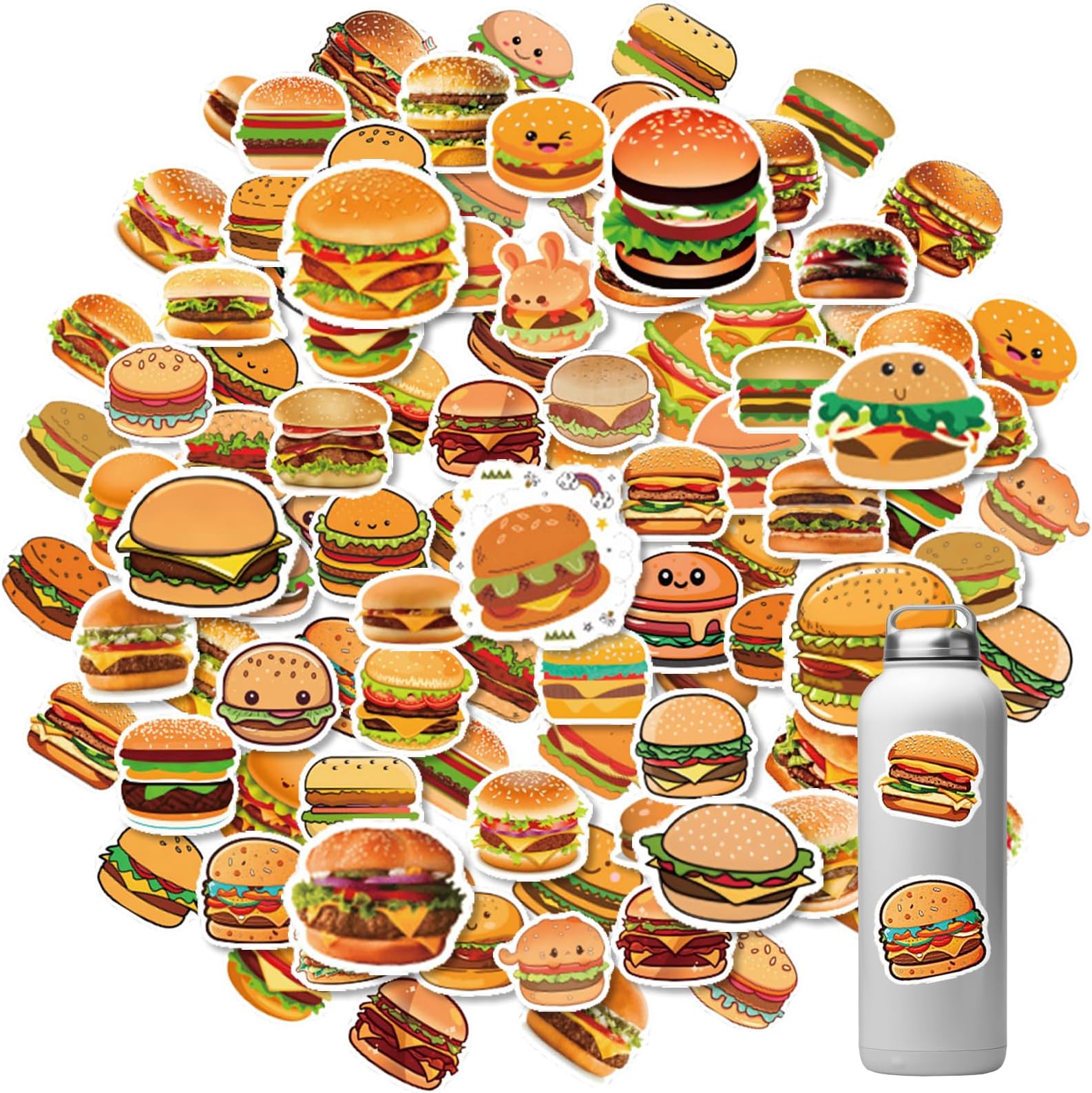 Amazon.com: Jeffdad 60 Pcs Cute Fast Food Stickers, Funny Hamburger ...