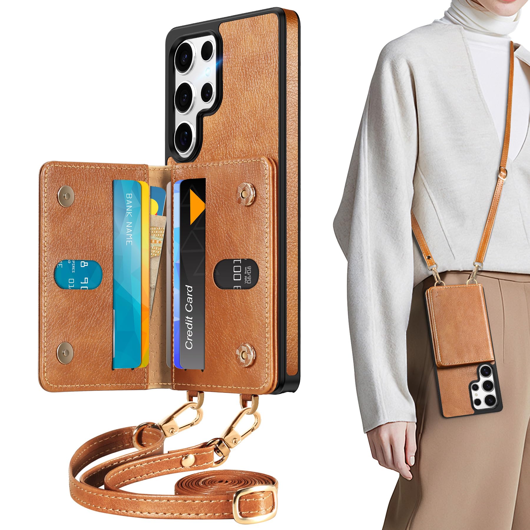 Amazon.com: TUCCH Case Wallet for Galaxy S25 Ultra with Adjustable ...