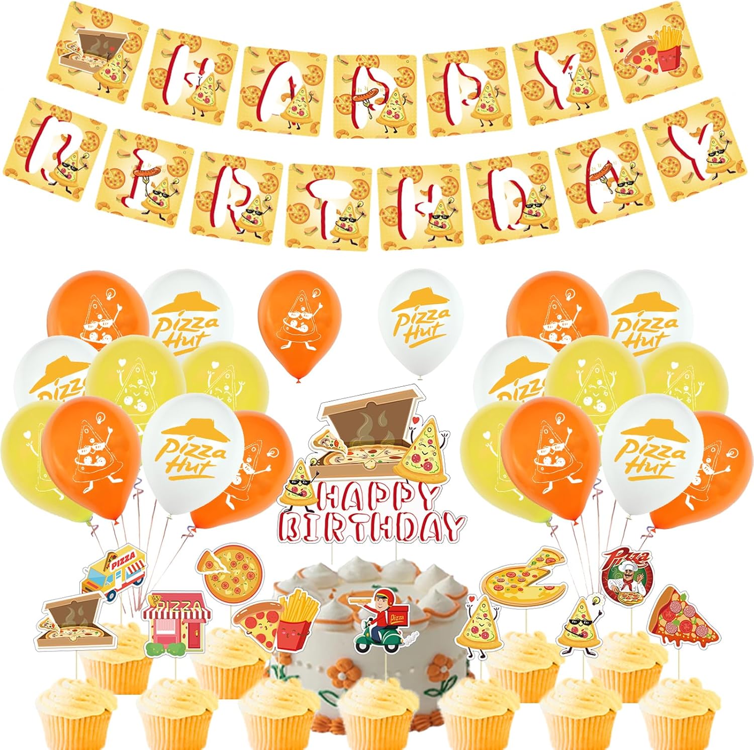 Party Supplies Pizza Birthday Balloons Pizza Birthday Cake Toppers ...