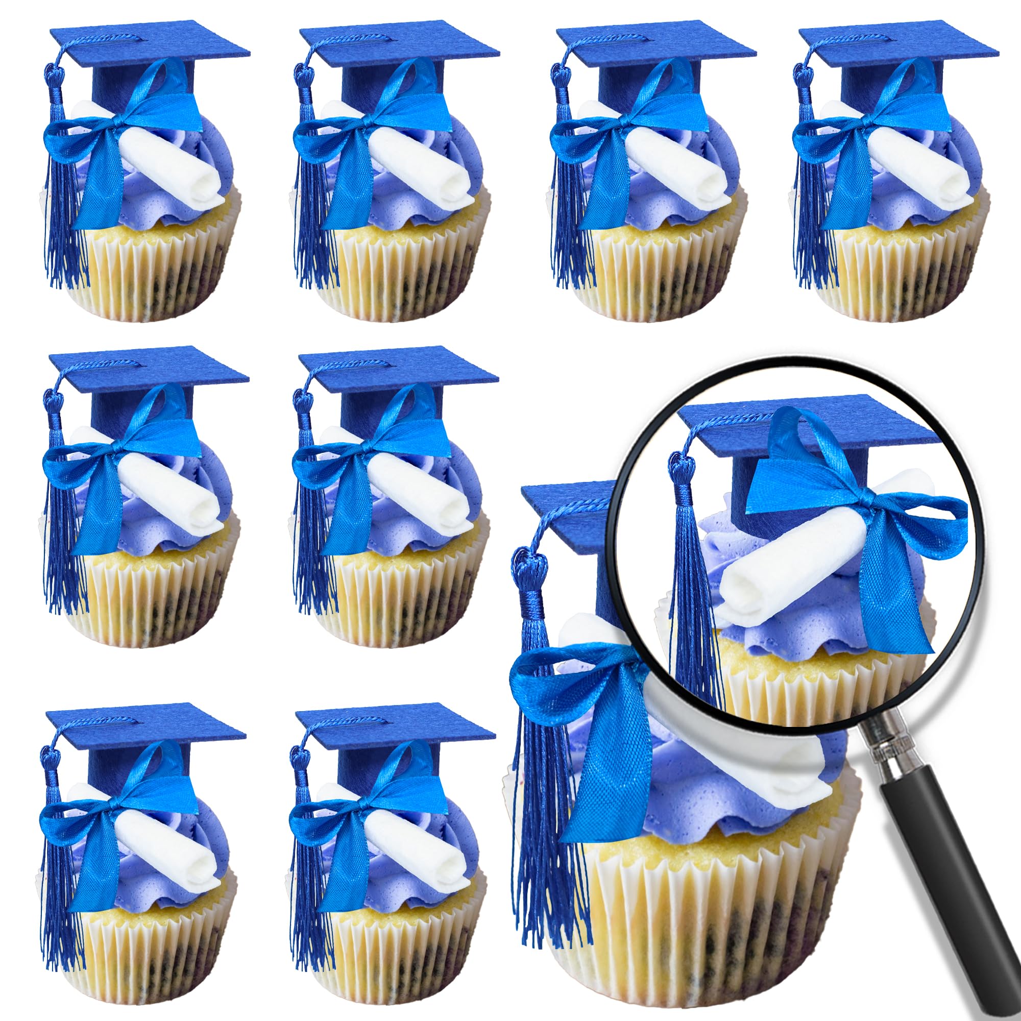 Graduation Cupcake Toppers Gyufise 24Pcs 3D 2024 Graduation Cap Cupcake ...