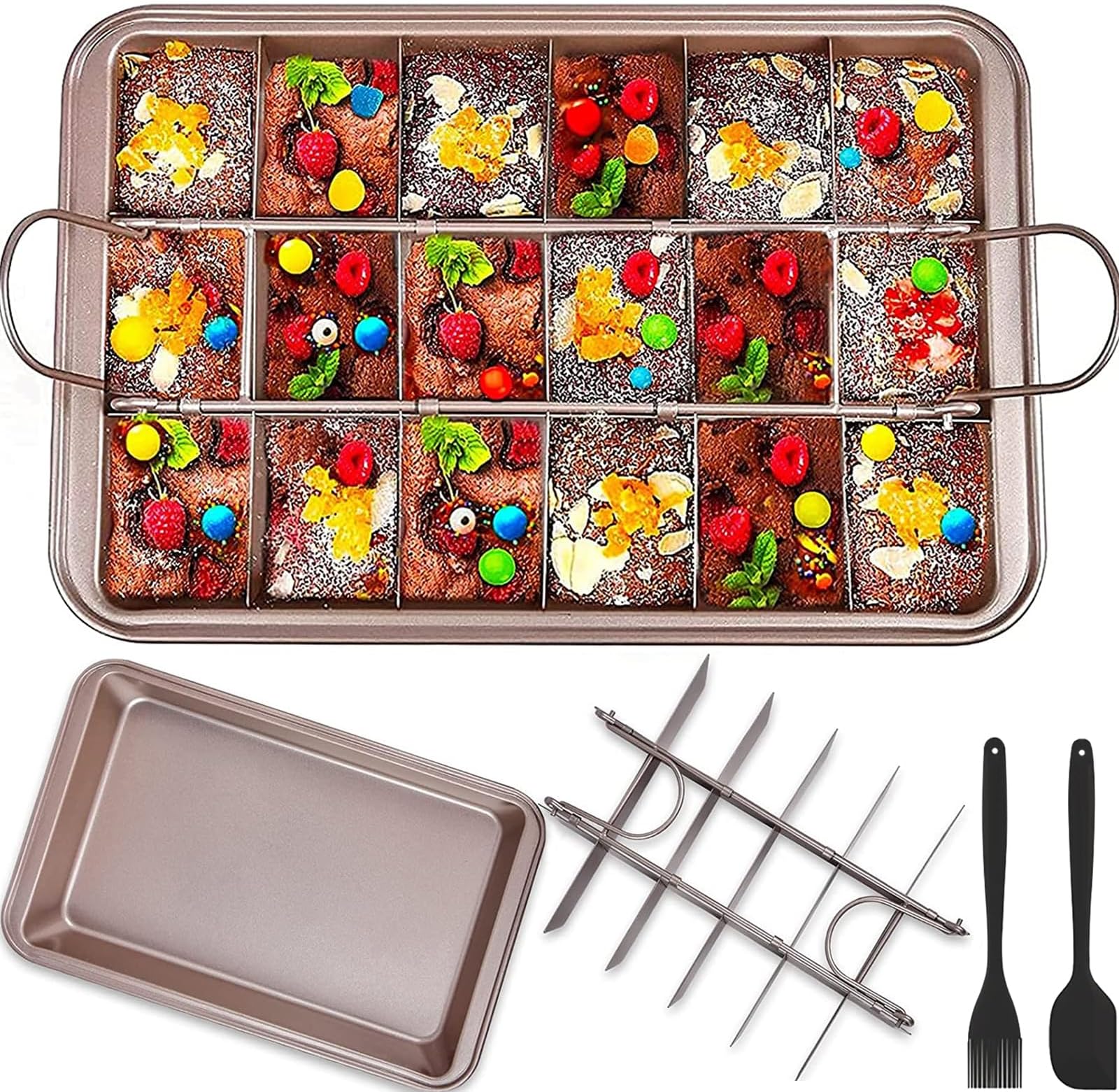 Amazon.com: Good Dee's Brownie Pan with Dividers, Non Stick Baking Pan ...