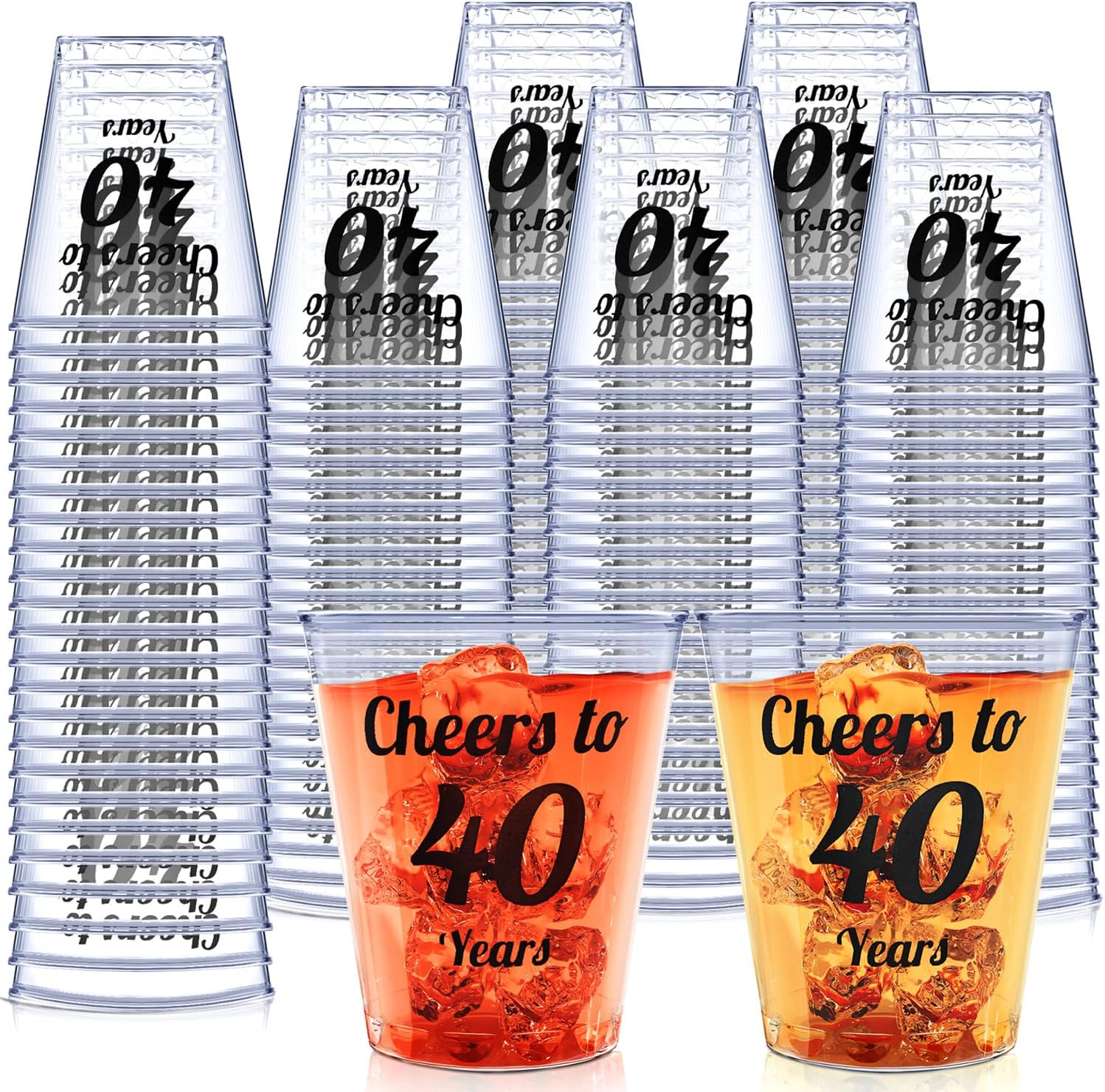 Amazon.com: GTVOSY Cheers to 40th Plastic Cups - 100 Pieces Cheers to ...