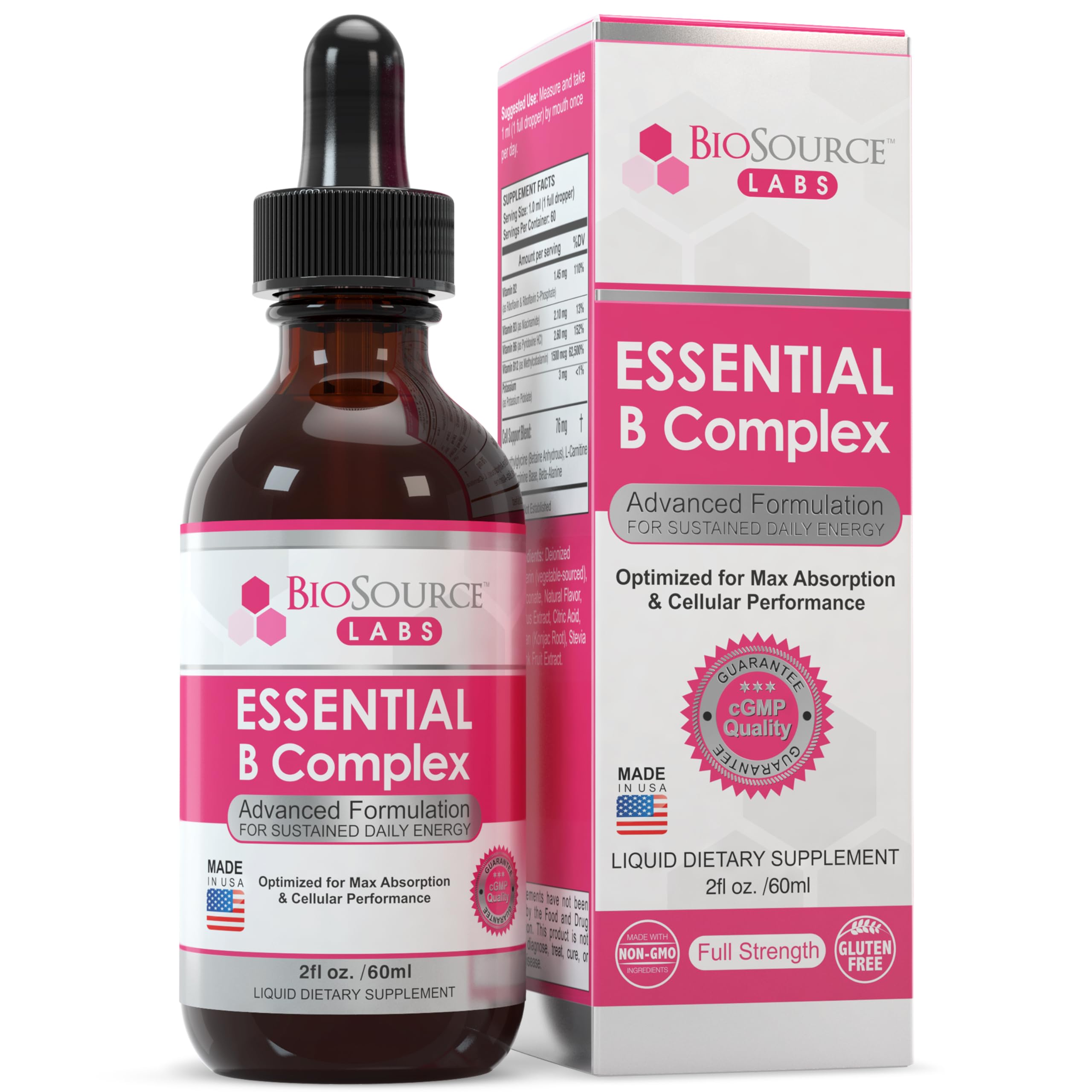Amazon.com: BioSource Labs Essential B Complex - Daily Vegan Vitamin B ...