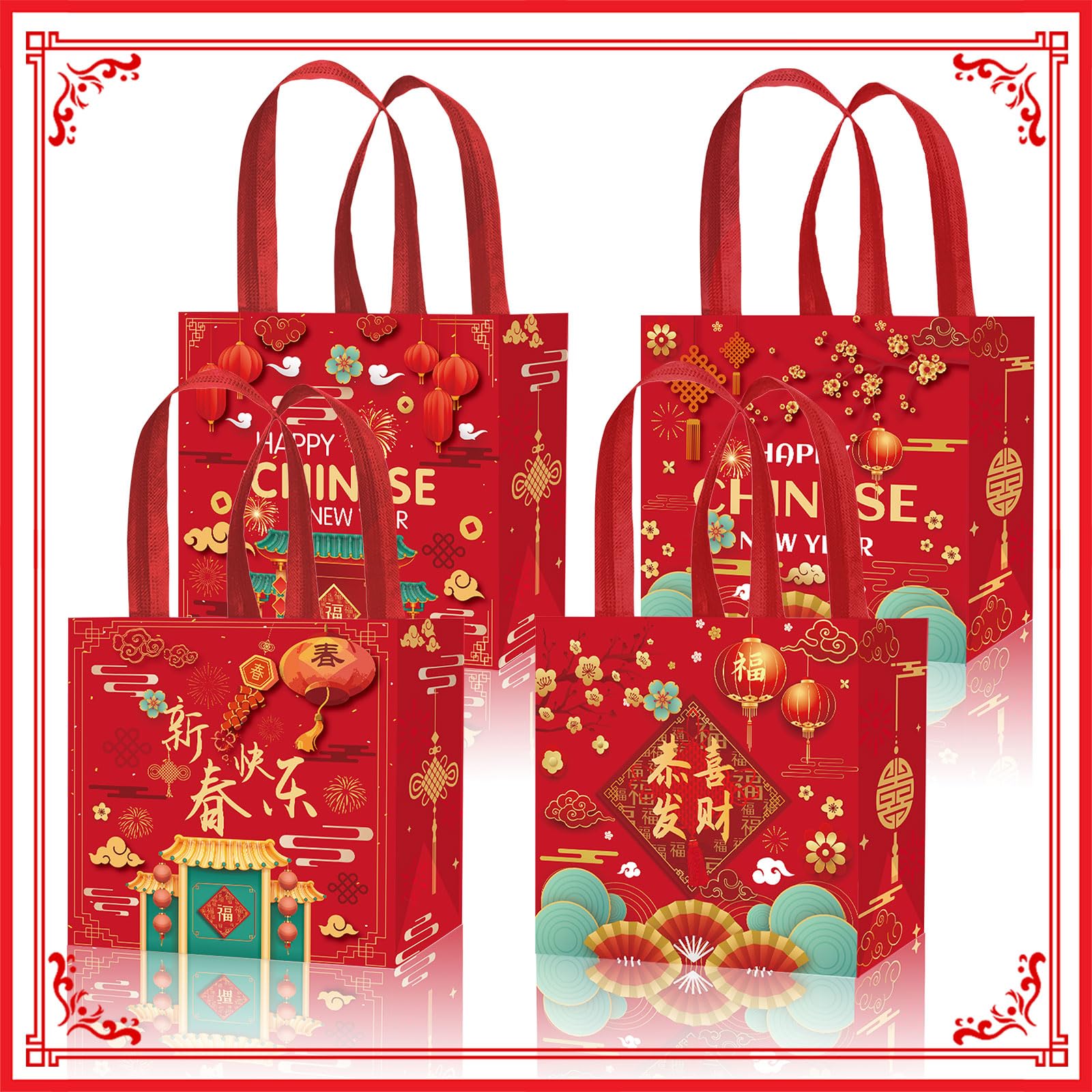 Amazon.com: ALIBBON 6 Pcs Happy 2025 Chinese New Year Gift Bags with ...
