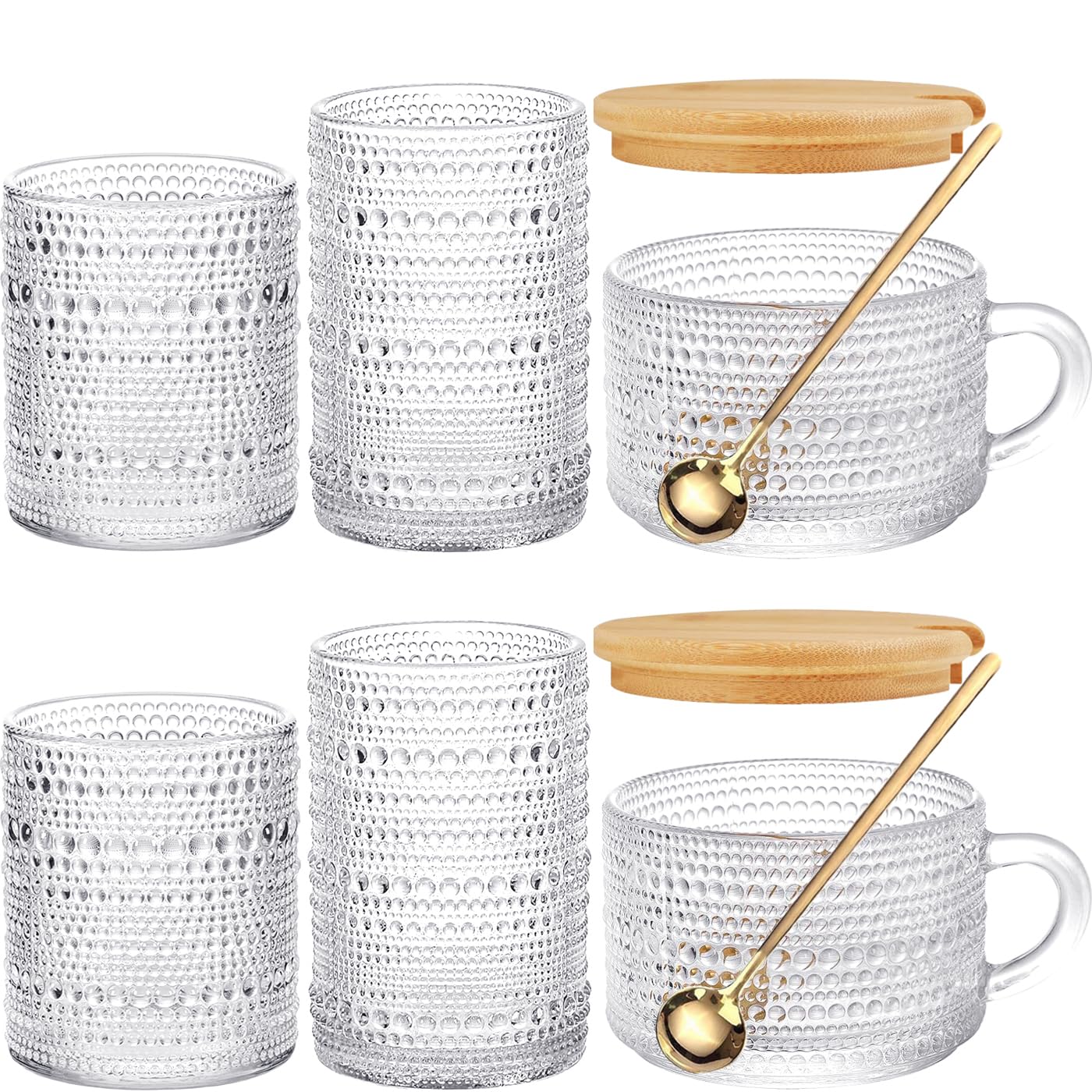 Amazon.com | Dababell 6pcs Hobnail Drinking Glasses Set, 4pcs Beaded ...