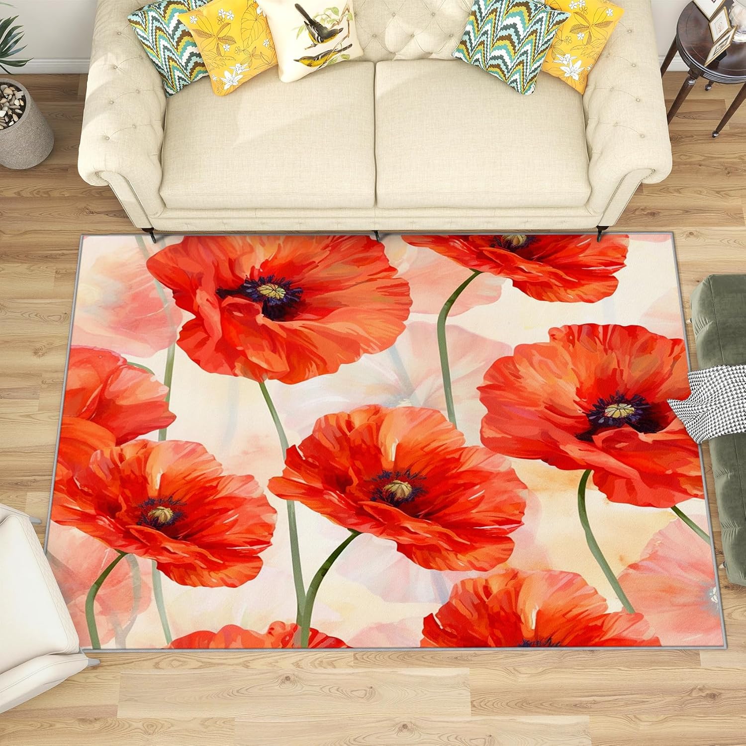 Amazon.com: SherAvant Poppy Area Rug - 2x3 - Red Floral Spring - Soft ...
