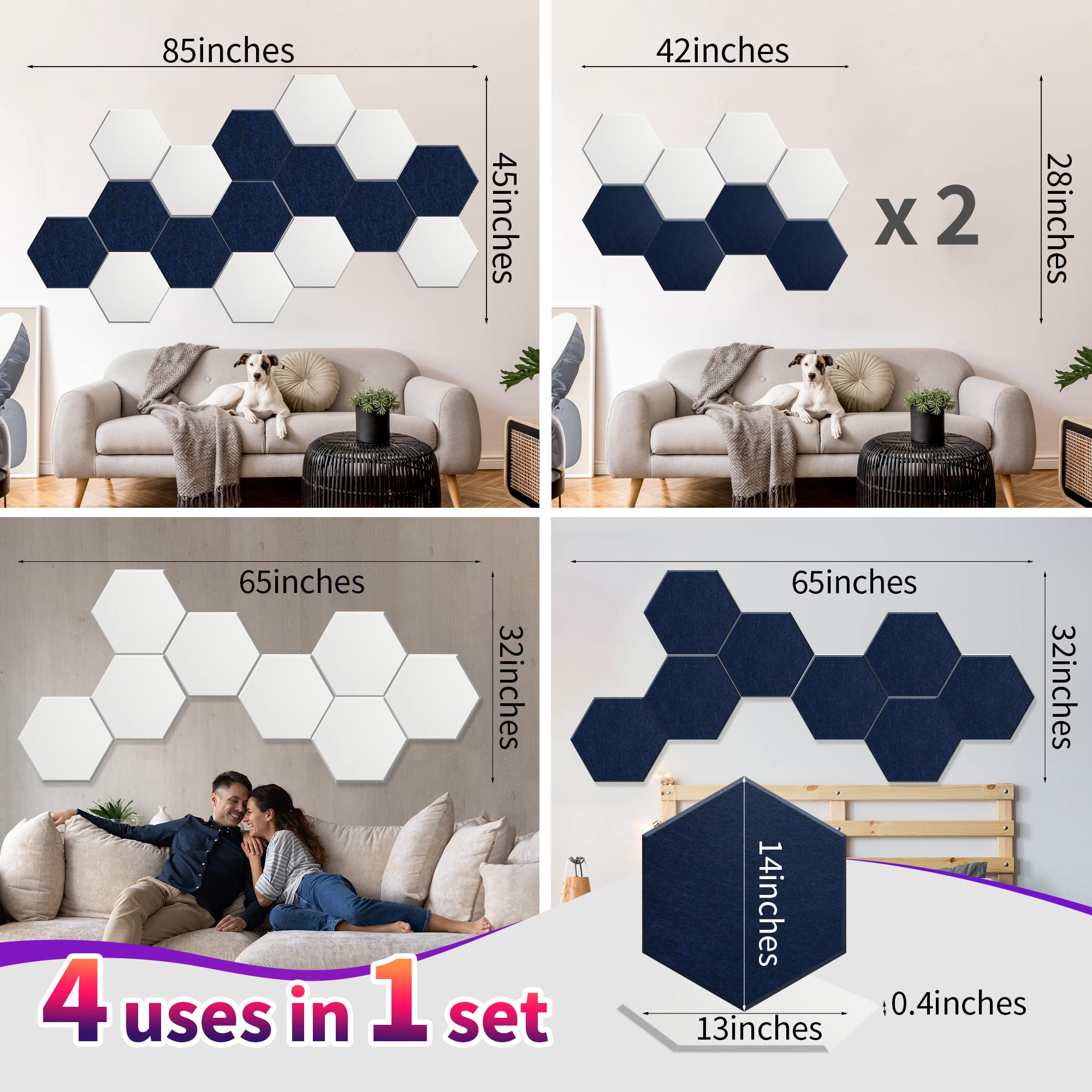 Snapklik.com : Hexagon Acoustic Panels, High Density, Sound Proofing ...