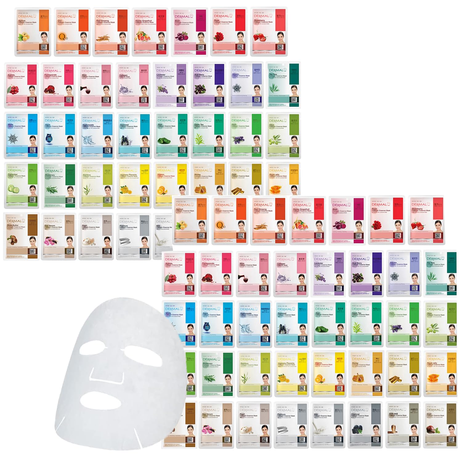 Amazon.com : DERMAL 78 Combo Pack Collagen Essence Korean Face Mask ...