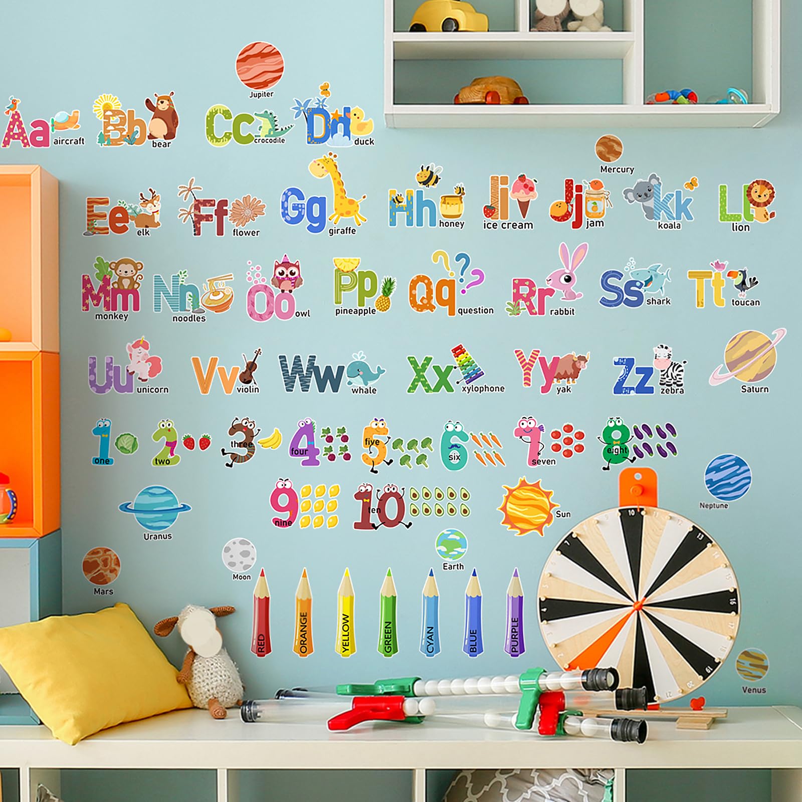 Amazon.com: Alphabet Wall Decals for Toddler Room Decor, Animal Letters ...