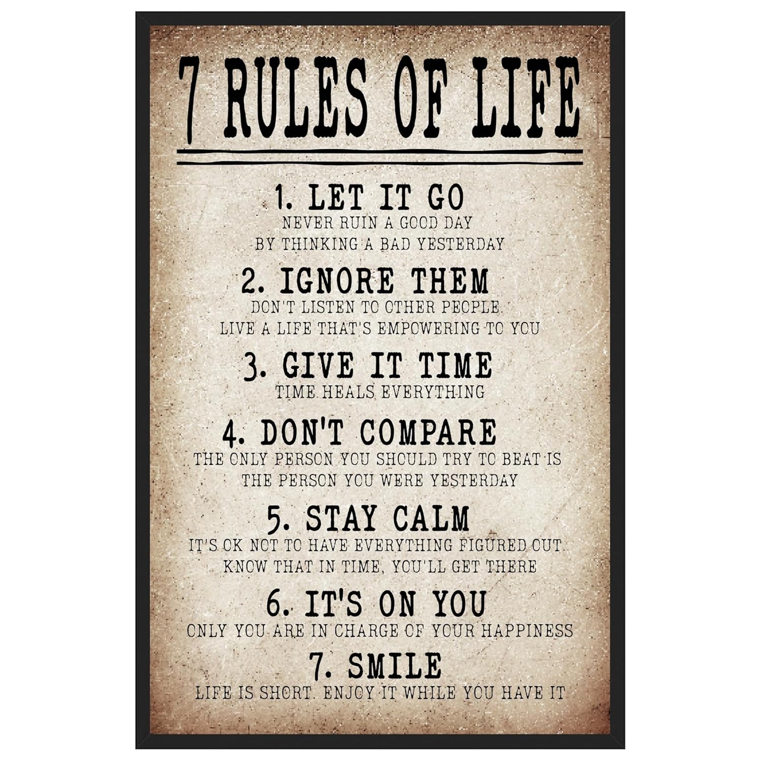 Amazon.com: 7 Rules of Life Motivational Poster for Men & Teens ...