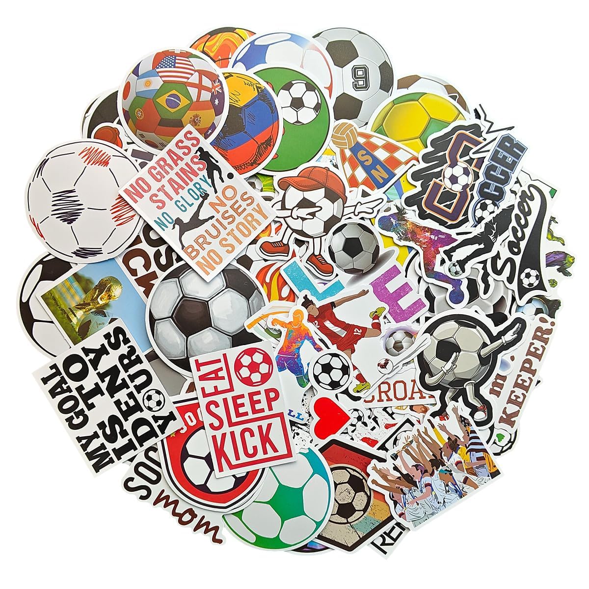 AXEN 100PCS Football Stickers Pack, Football Fans Vinyl Stickers ...